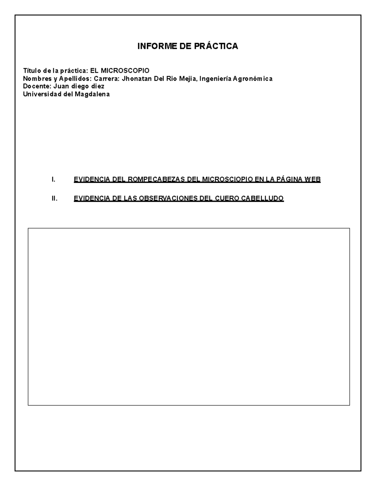 Informe DE Práctica - Jhonatan del rio G1 - INFORME DE PRÁCTICA Título ...