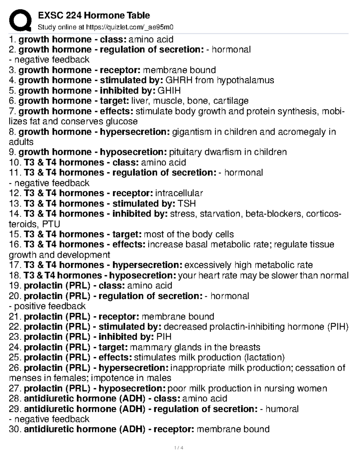 The Hormone Table - Study online at quizlet/_ae95m growth hormone ...