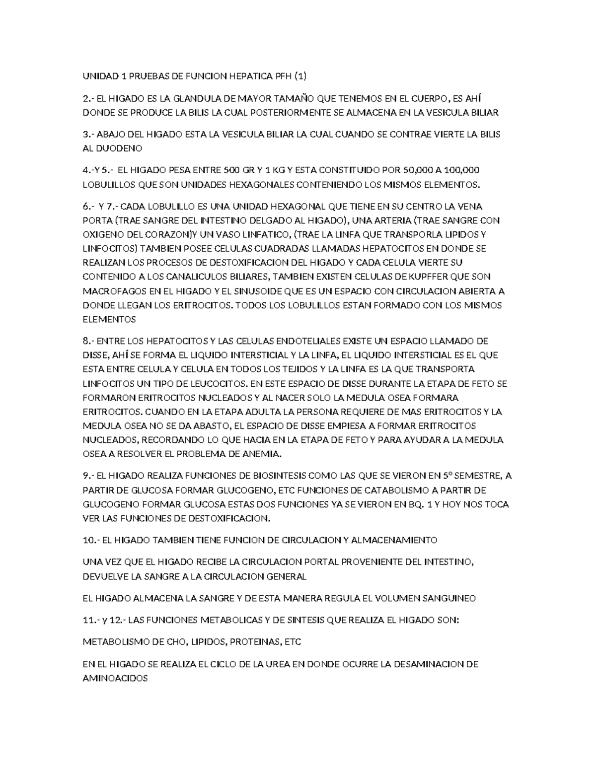 Unidad 1 Pruebas DE Funcion Hepatica PFH - UNIDAD 1 PRUEBAS DE FUNCION ...