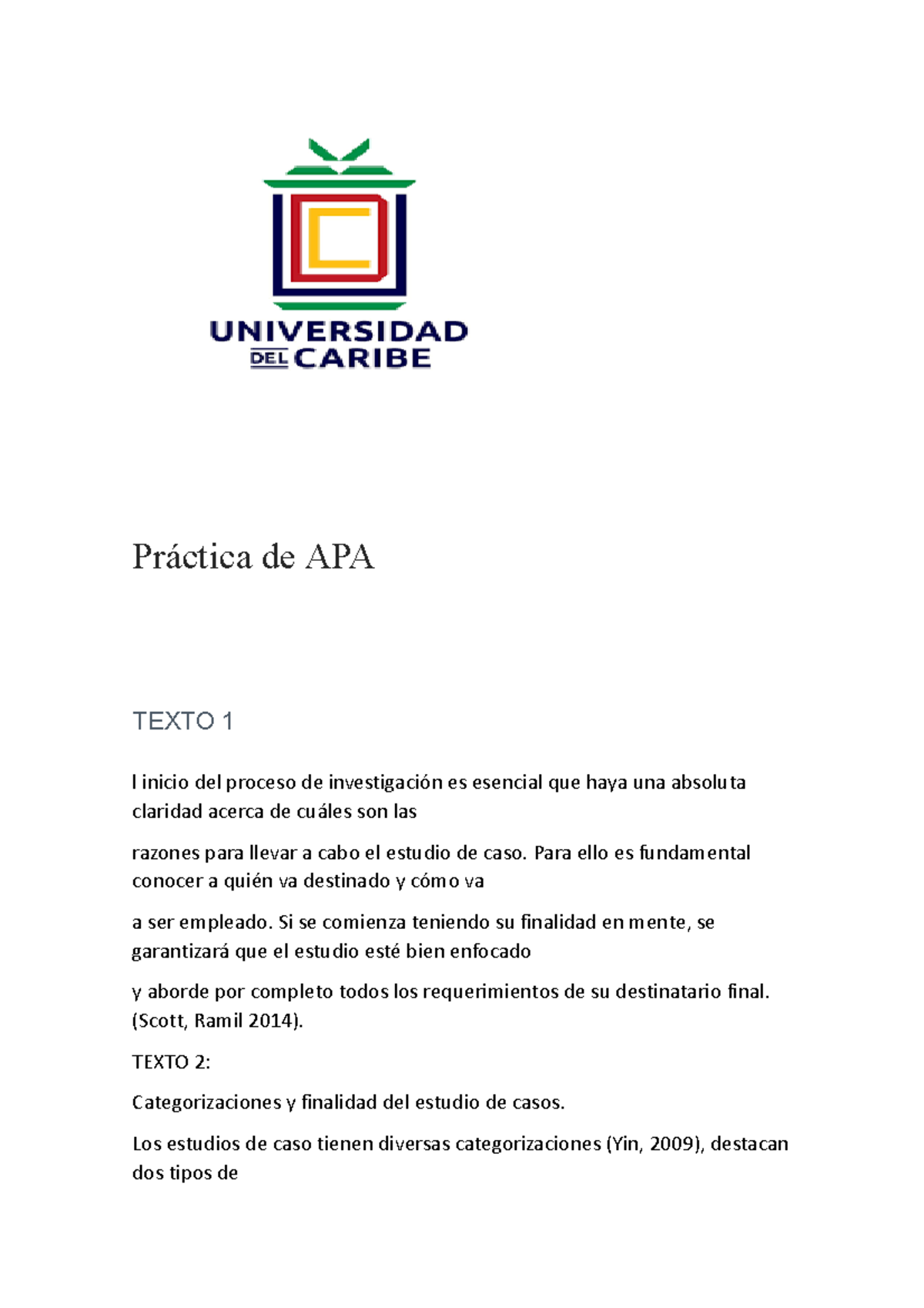 Práctica de APA - pdf - Práctica de APA TEXTO 1 l inicio del proceso de ...