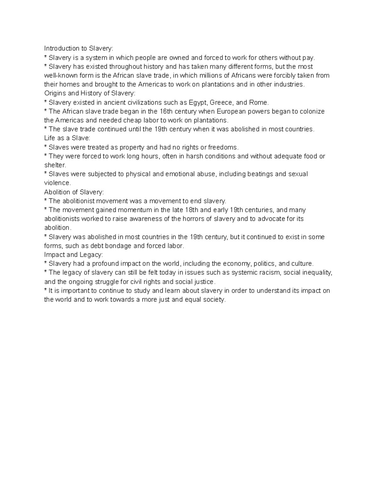 Slavery - Introduction to Slavery: Slavery is a system in which people ...
