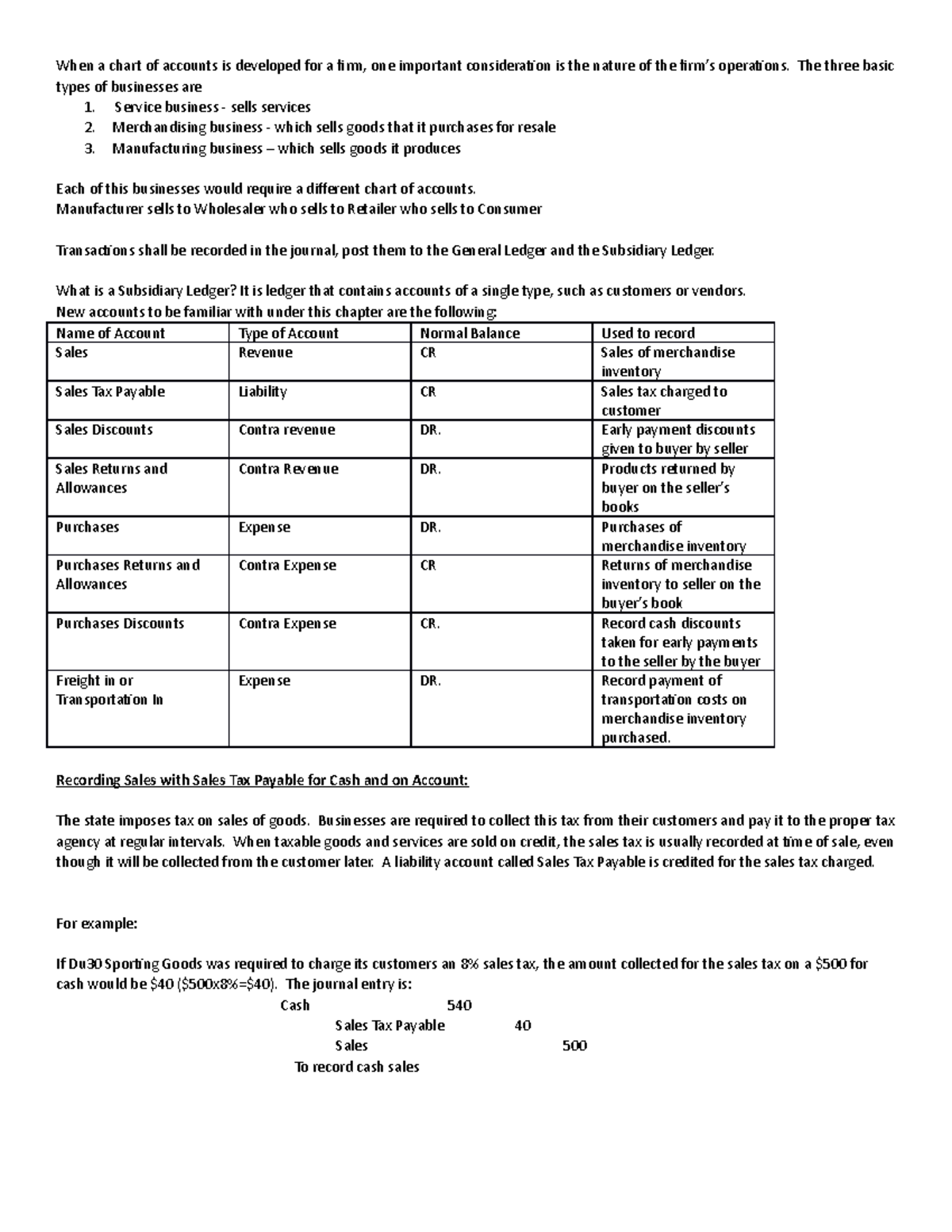 461401337 Lecture Notes on Merchandising - When a chart of accounts is ...