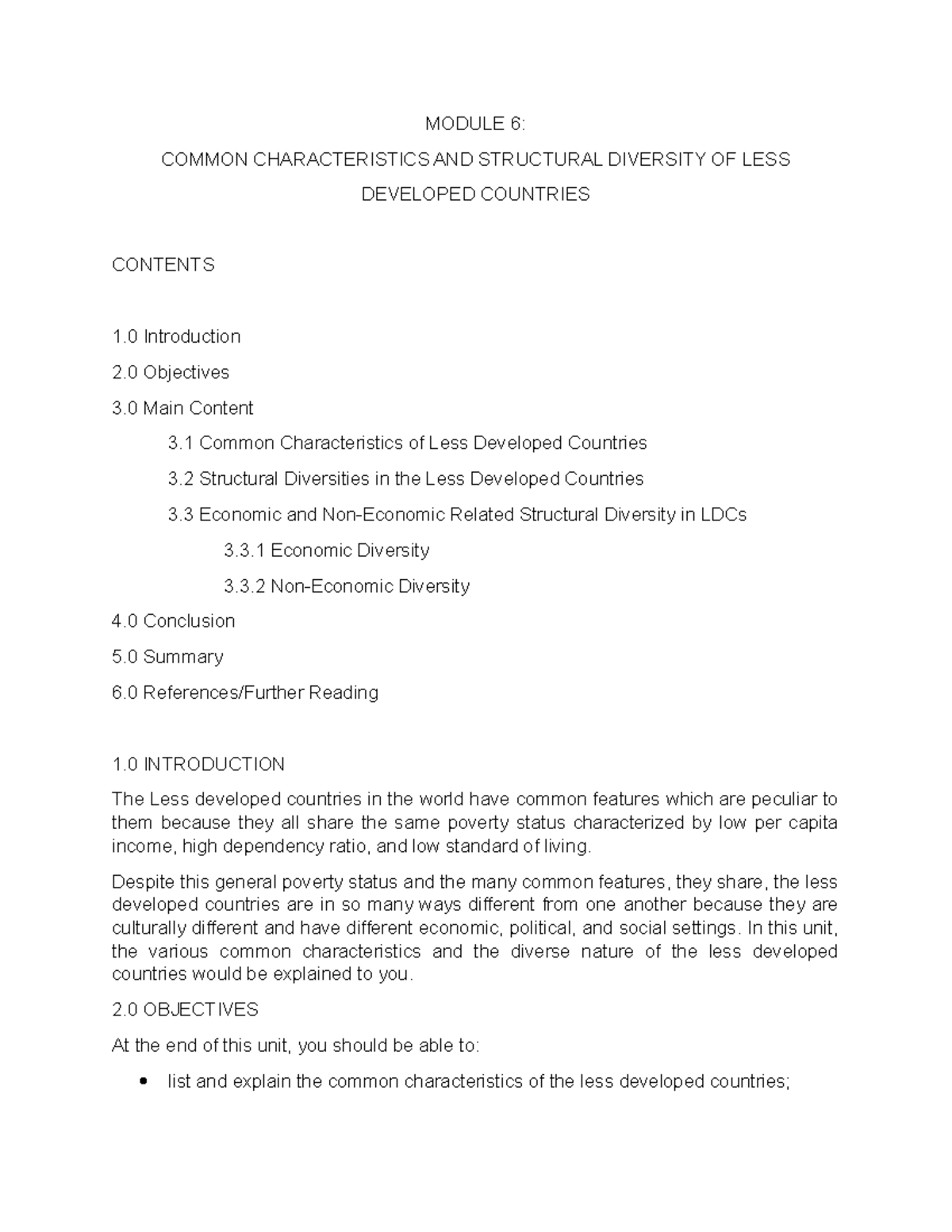 Module 6 Econ Dev - Assignment for Economic - MODULE 6: COMMON ...