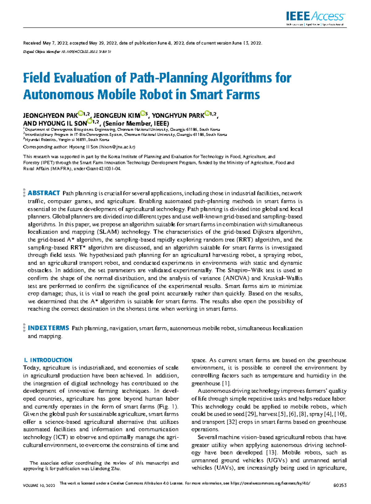 23 agribot Field Evaluation of Path-Planning Algorithms for Autonomous Mobile Robot in Smart ...
