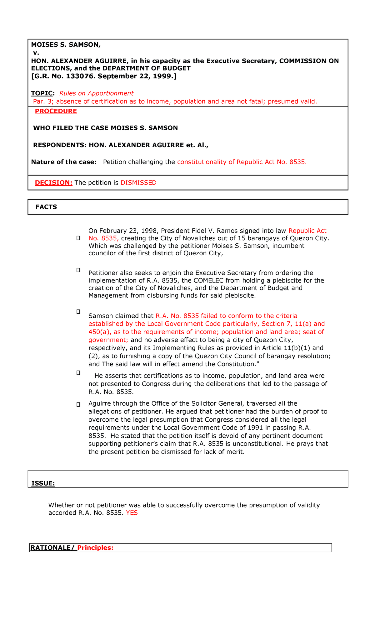 6.Samson v. Aguirre - hmm - MOISES S. SAMSON, v. HON. ALEXANDER AGUIRRE ...