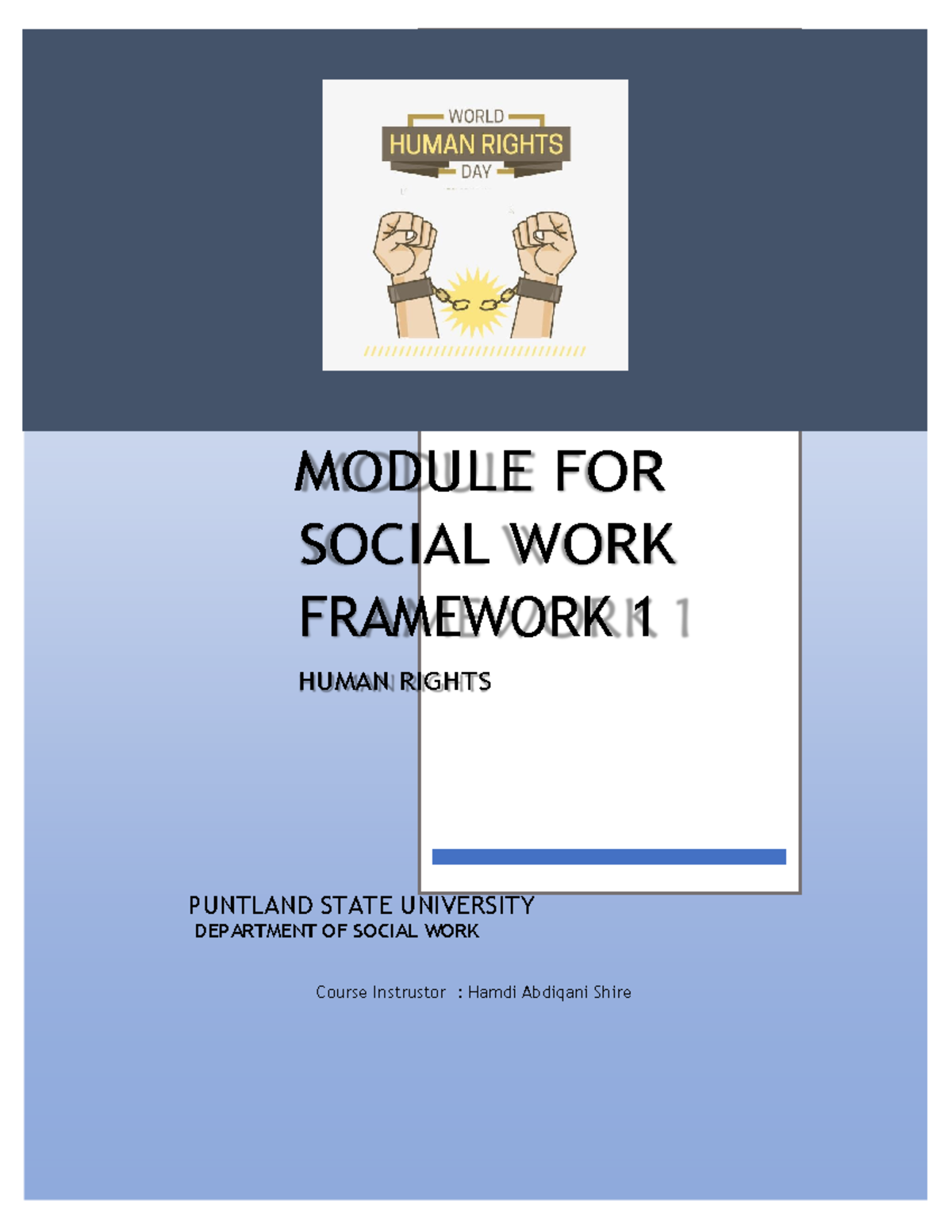Human Rights course units - MODULE FOR SOCIAL WORK FRAMEWORK 1 HUMAN ...