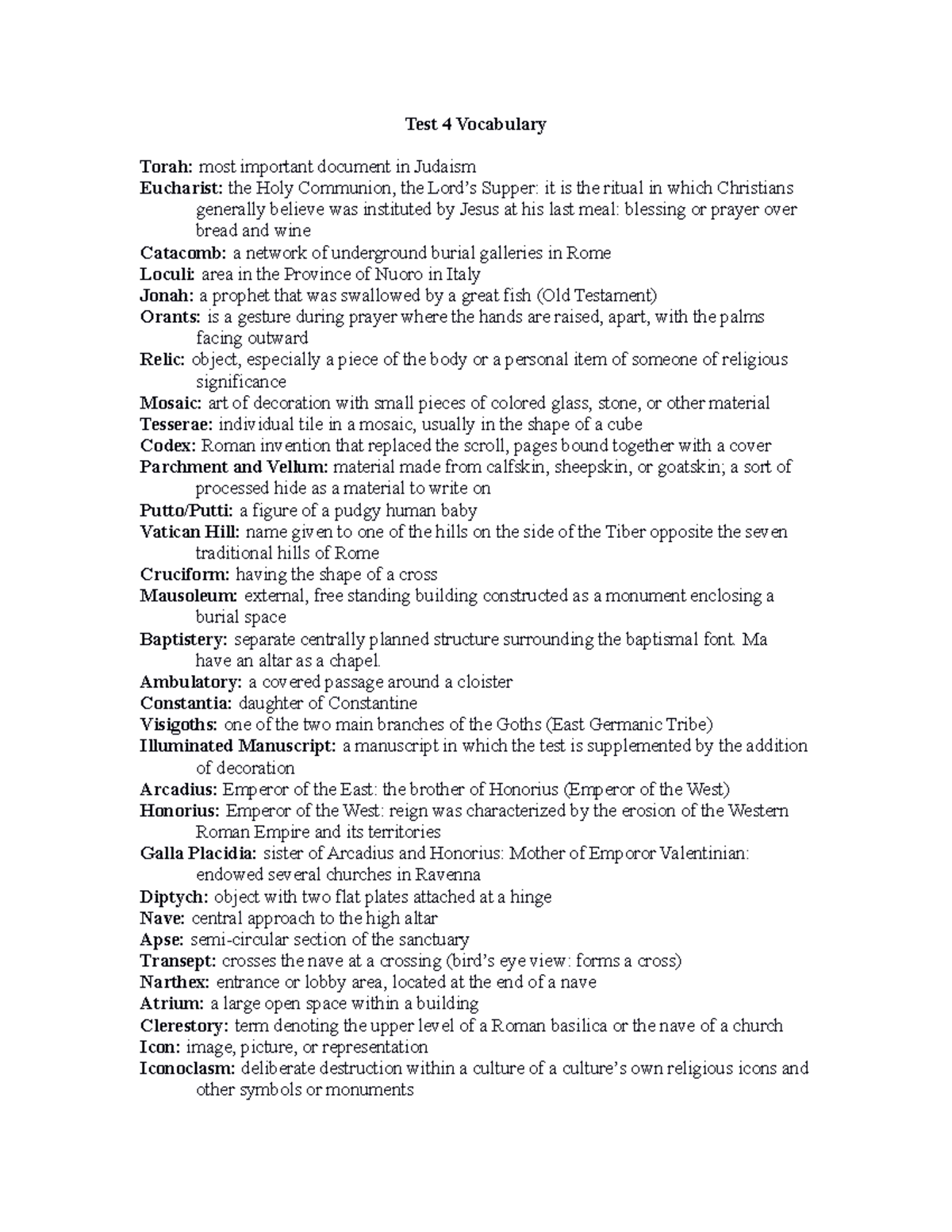 ARH 252 Test #4 Vocabulary - Test 4 Vocabulary Torah: most important ...