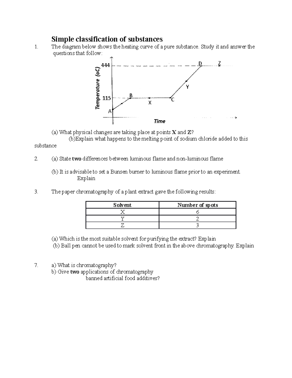 Simple classification of substances - Study it and answer the questions ...