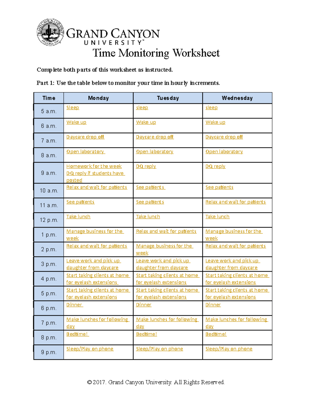UNV 506 R Time Monitor Worksheet - Time Monitoring Worksheet Complete ...