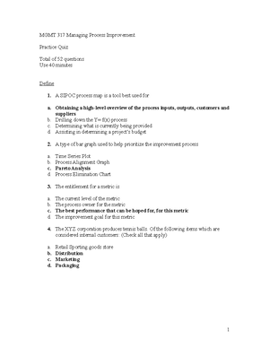 MPI notes summary - I am so lost for MPI lol Week 1 ∙Six-sigma ...