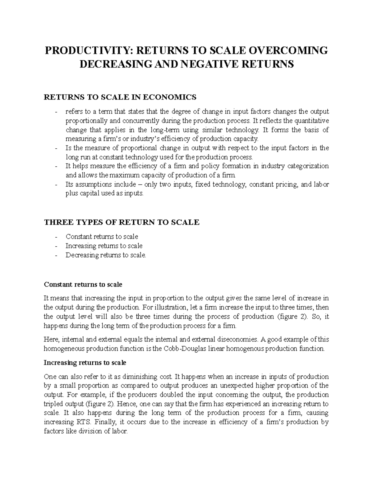 Returns-TO- Scale - .... - PRODUCTIVITY: RETURNS TO SCALE OVERCOMING ...