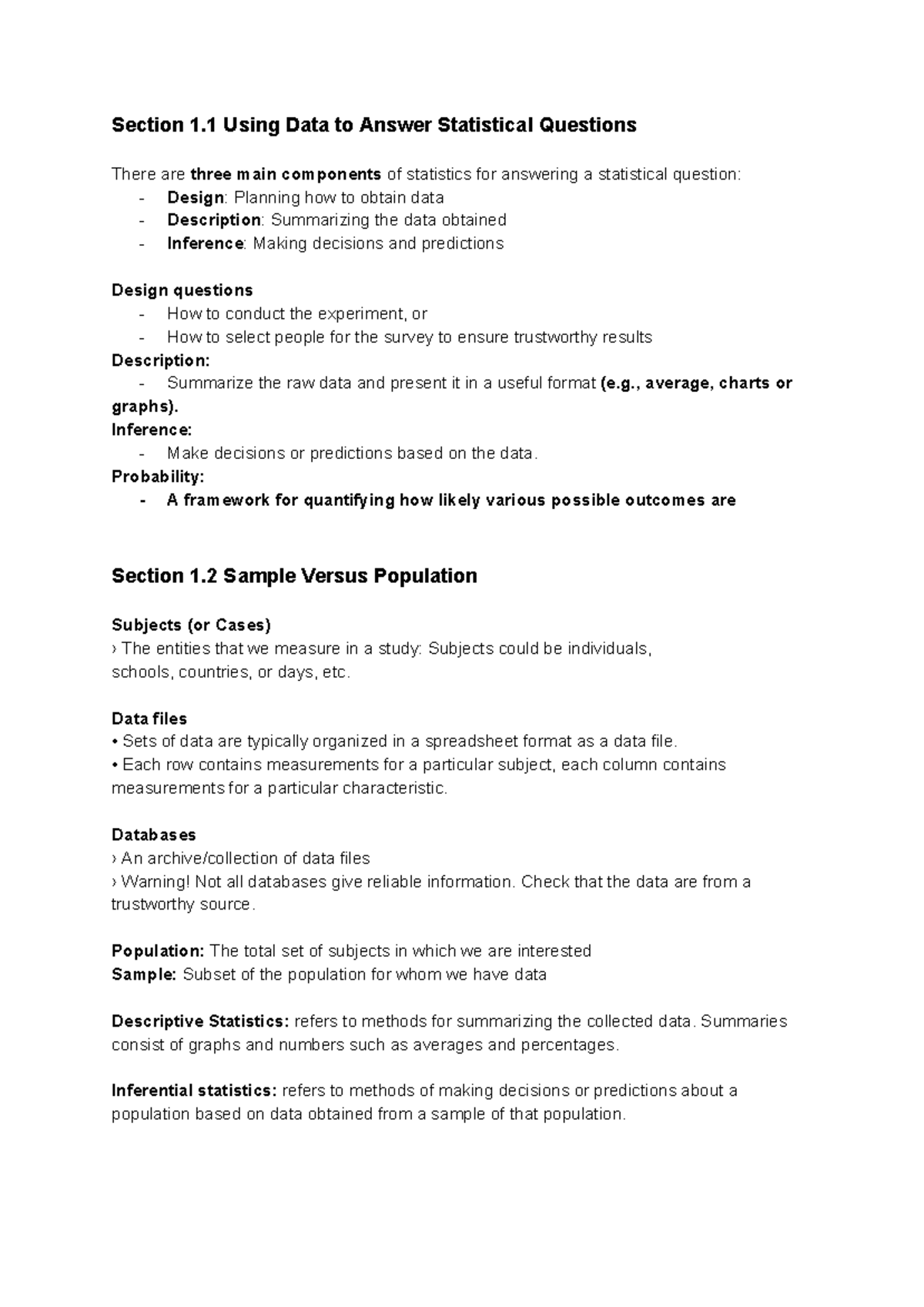 Lecture 1 - Section 1 Using Data to Answer Statistical Questions There ...