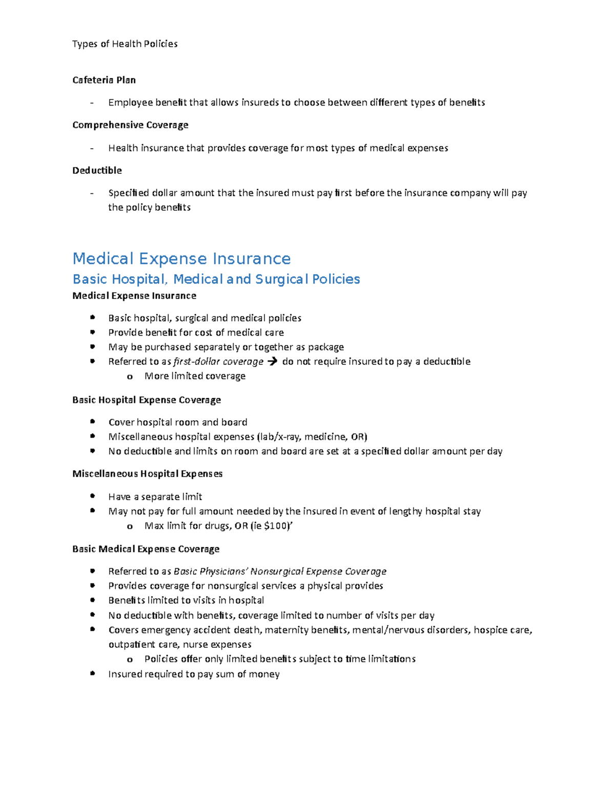 Chapter 6 - Cafeteria Plan Employee benefit that allows insureds to ...