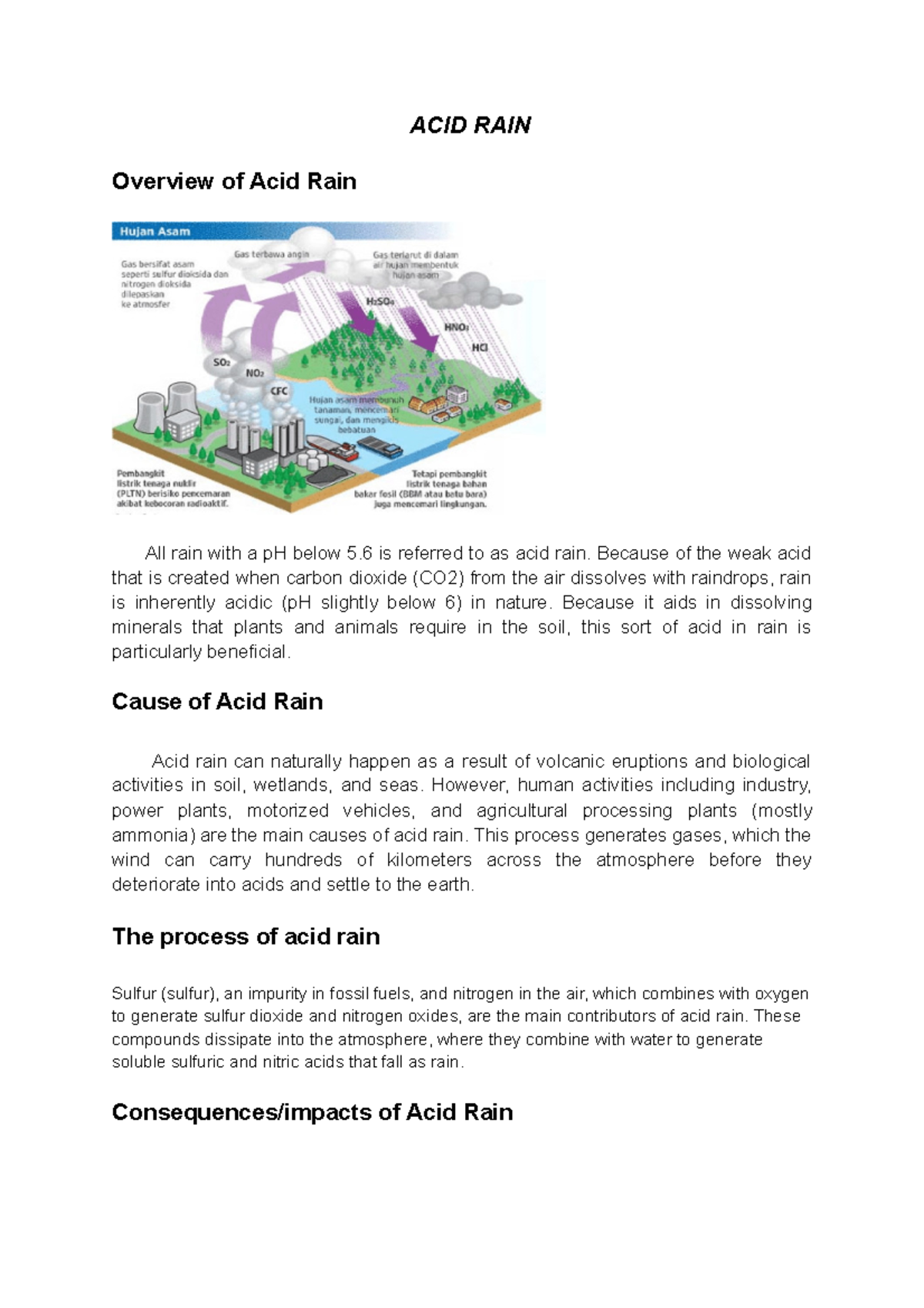 The acid rain - The acid rain - ACID RAIN Overview of Acid Rain All ...