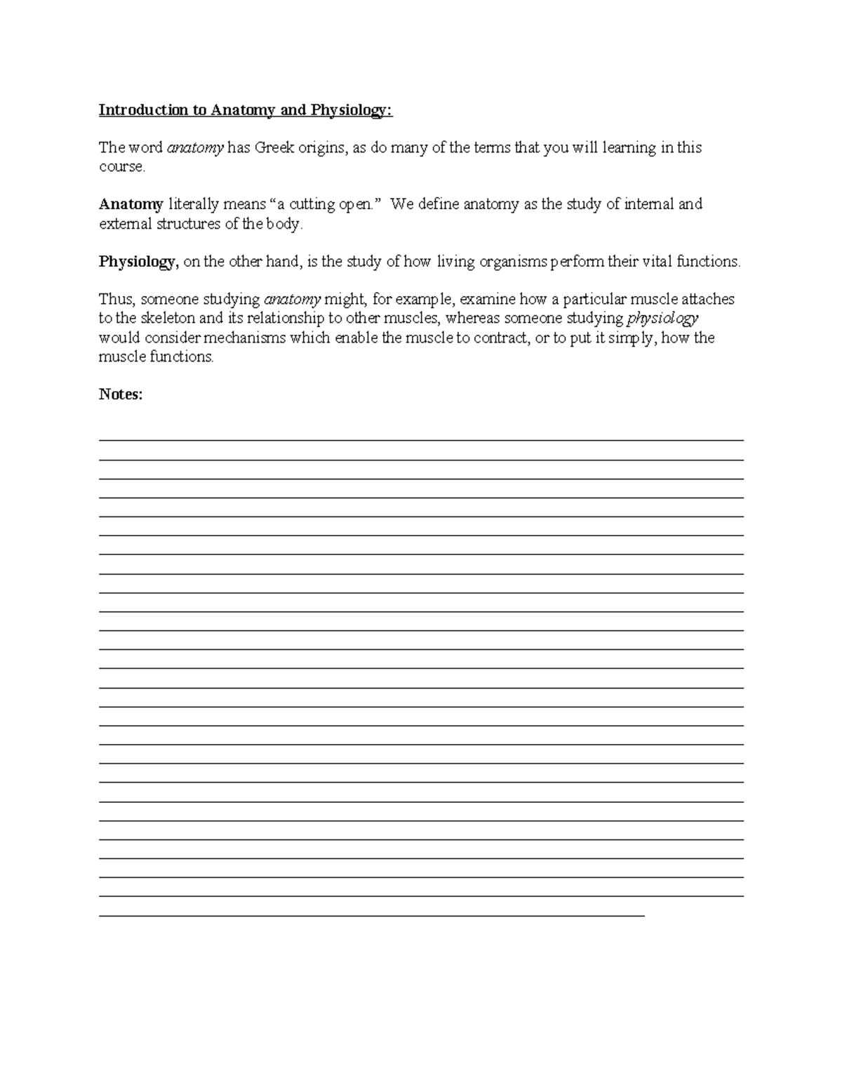 Introduction to A & P - review for a and p - Introduction to Anatomy ...