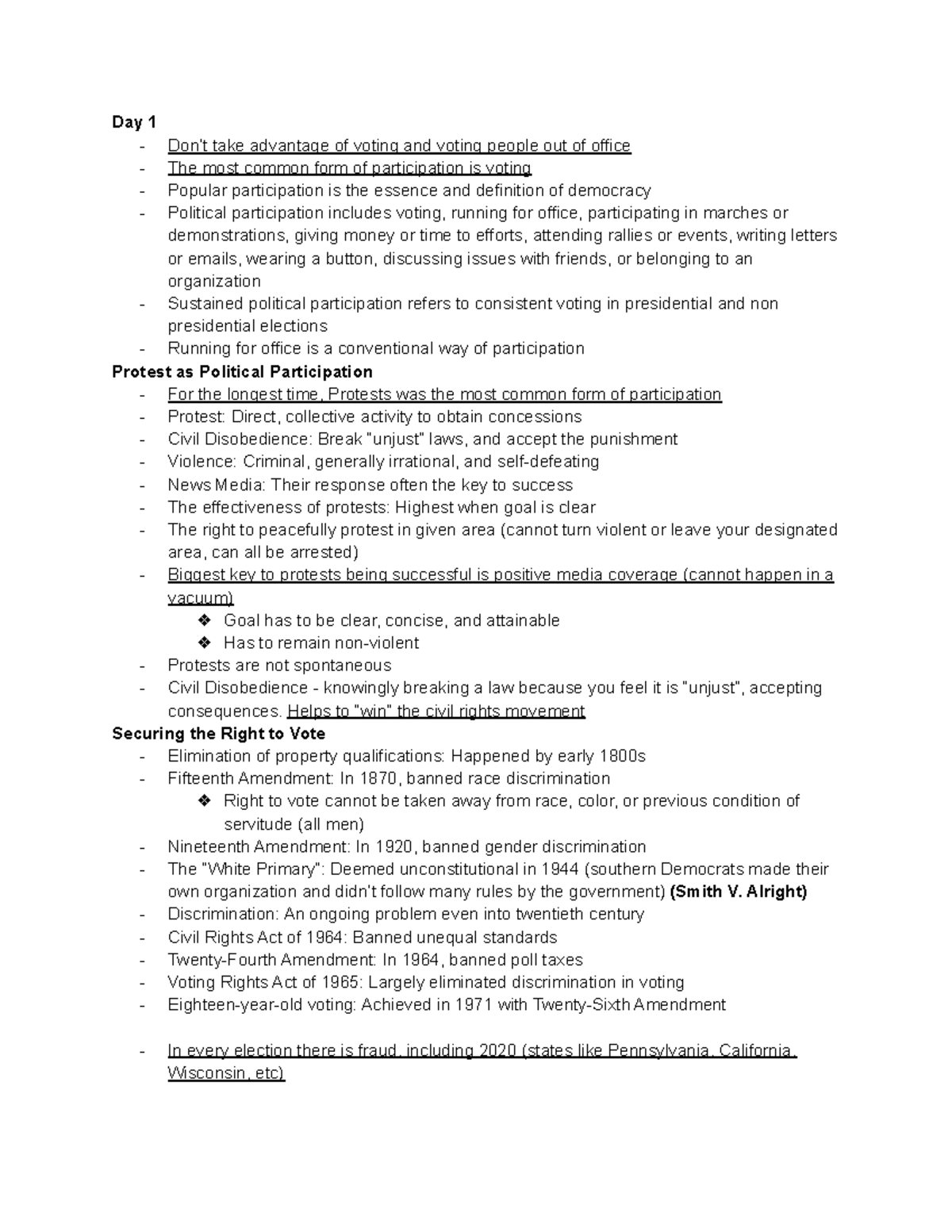 POLS 207 - Exam 2 - Lecture Notes, Jason Smith - Day 1 - Don’t take ...