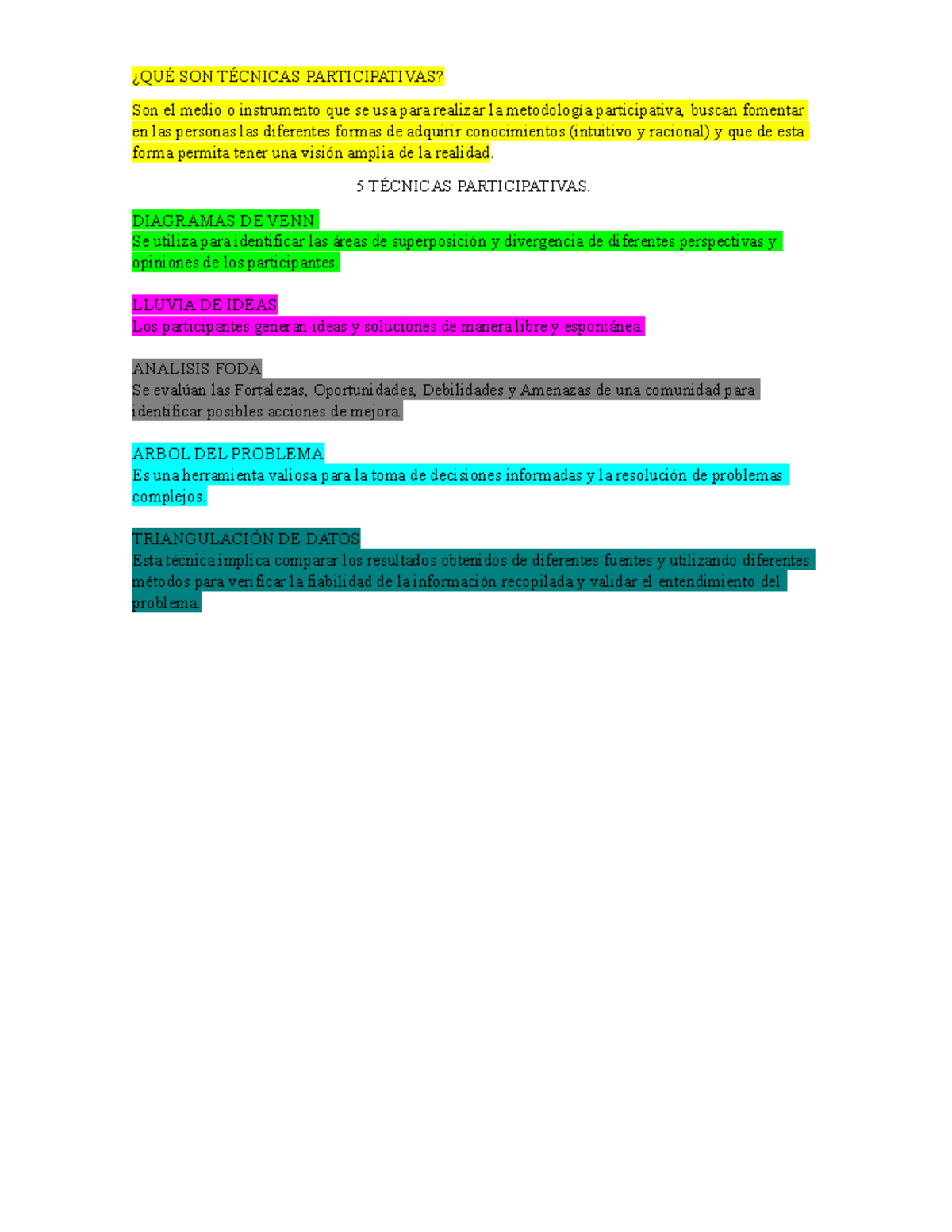 Tecinicas Participativas - ¿QUÉ SON TÉCNICAS PARTICIPATIVAS? Son el medio o instrumento que se ...