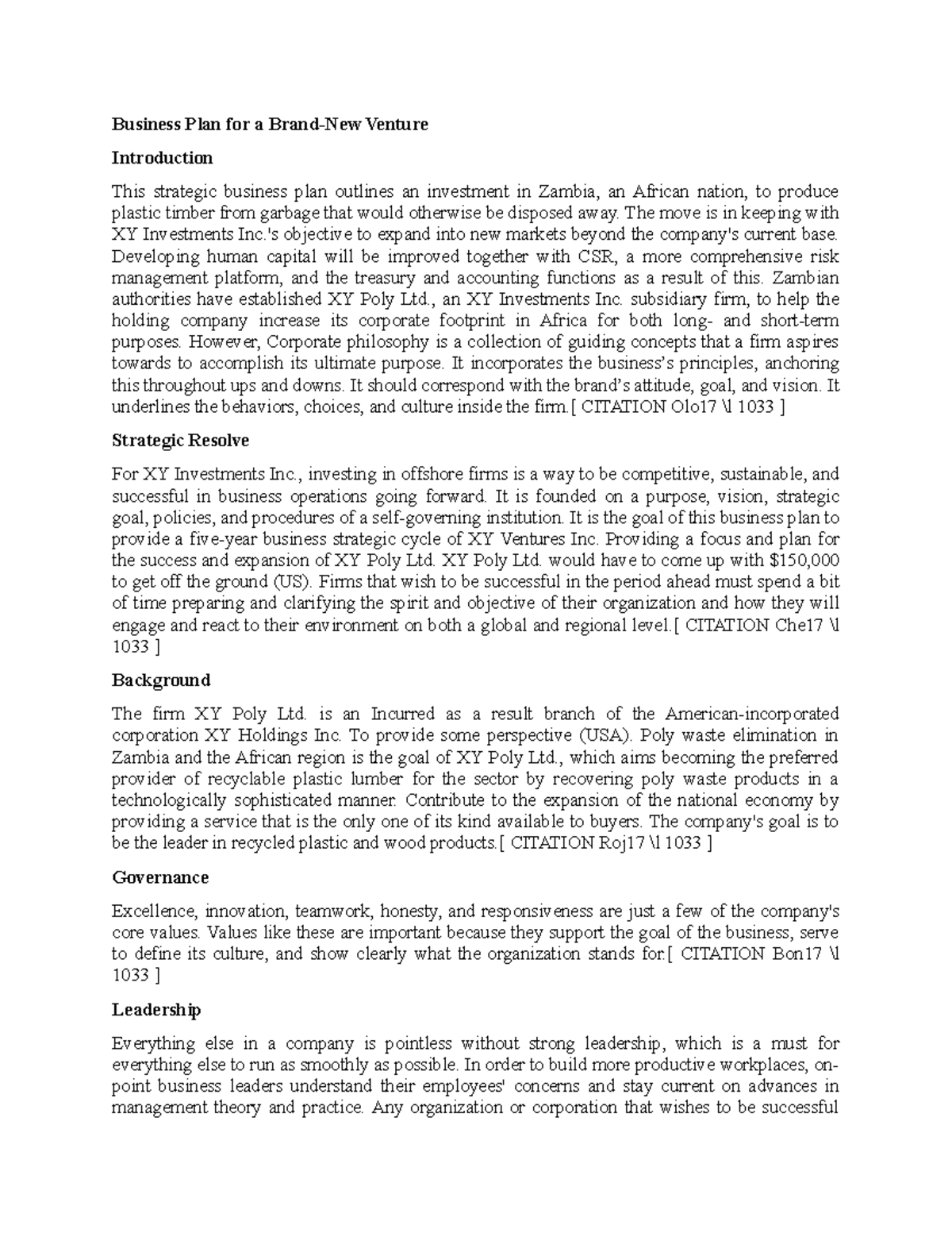 Summative Assessment Point 1 - Business Plan for a Brand-New Venture ...