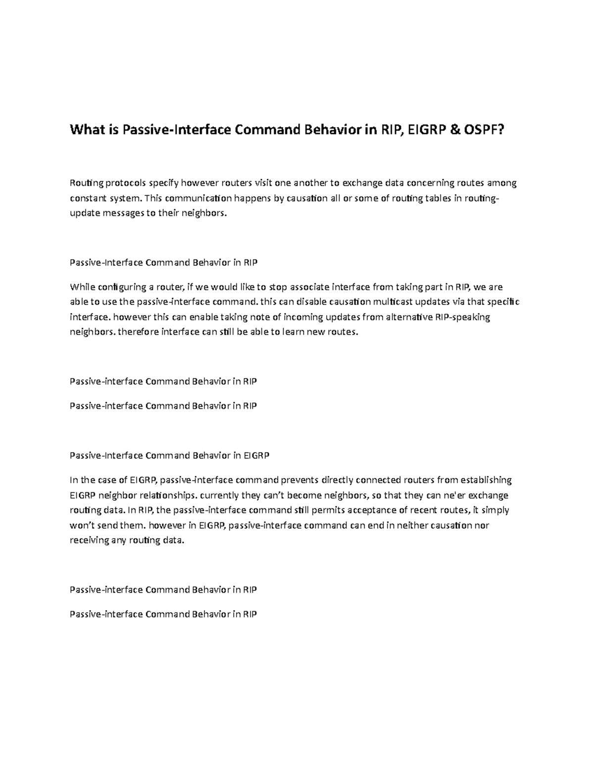 What is Passive-Interface Behavior in RIP, Eigrp & OSPF - What is ...