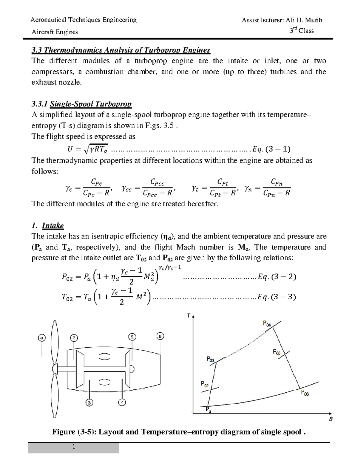 Thermodynamics Analysis of Turboprop Engines - 3.3 Single-Spool ...