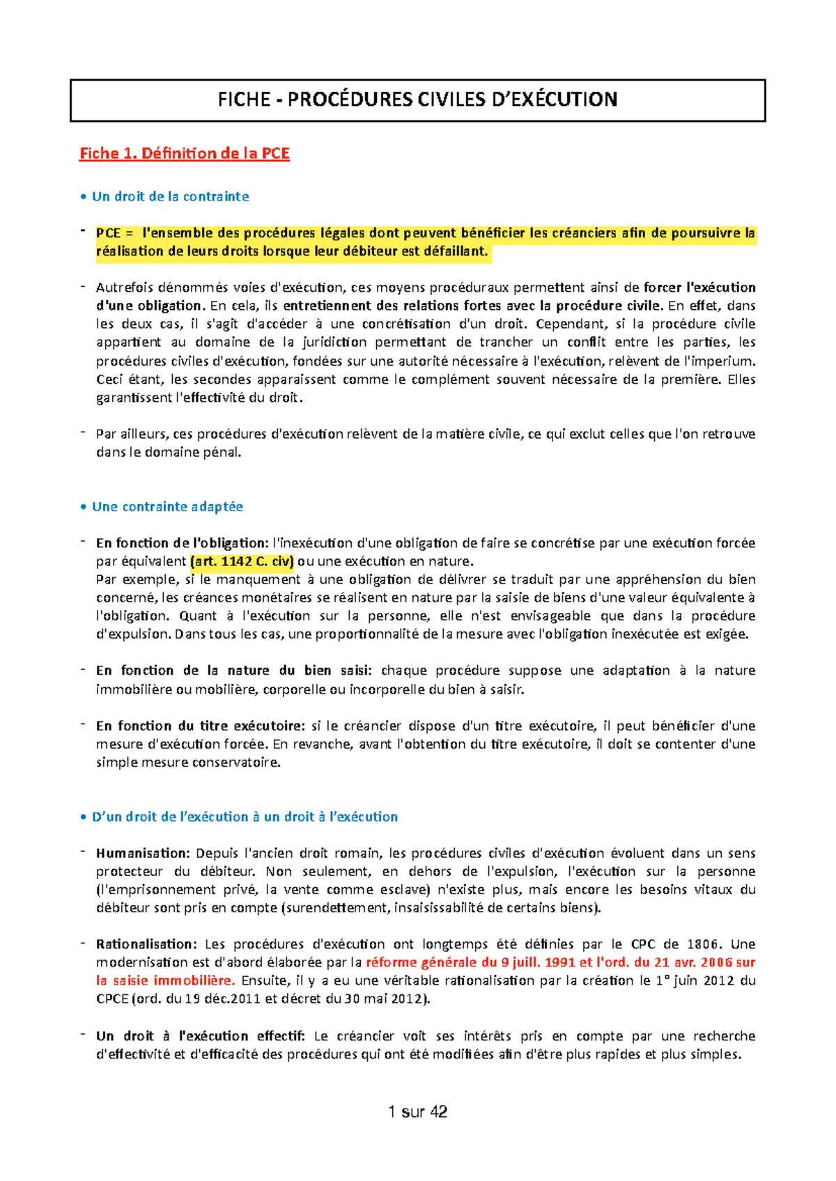 Fiche Procédures civiles d'exécution - FICHE - PROCÉDURES CIVILES D ...