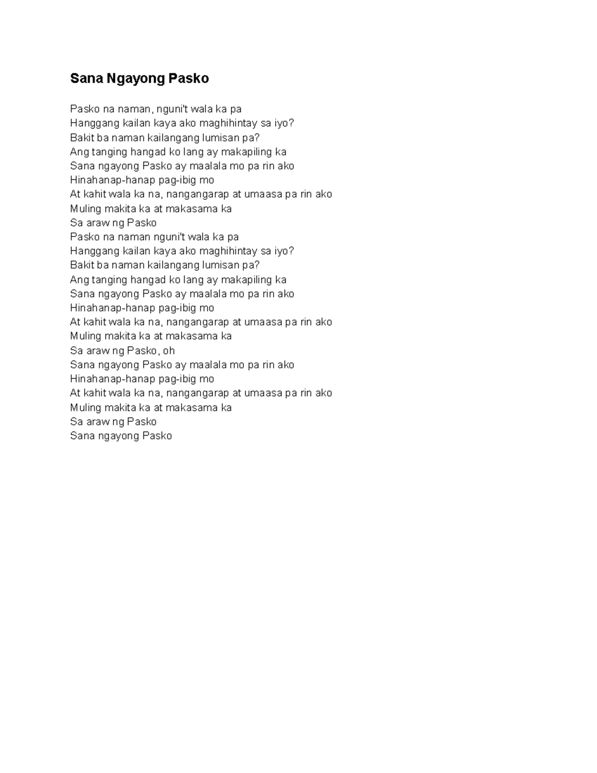 Sana Ngayong Pasko - Philippines contemporary music - Sana Ngayong Pasko Pasko na naman, nguni't ...