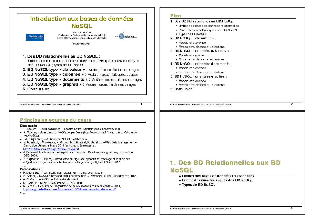 BD-No SQL-4p - Bernard ESPINASSE - Introduction aux bases de données ...
