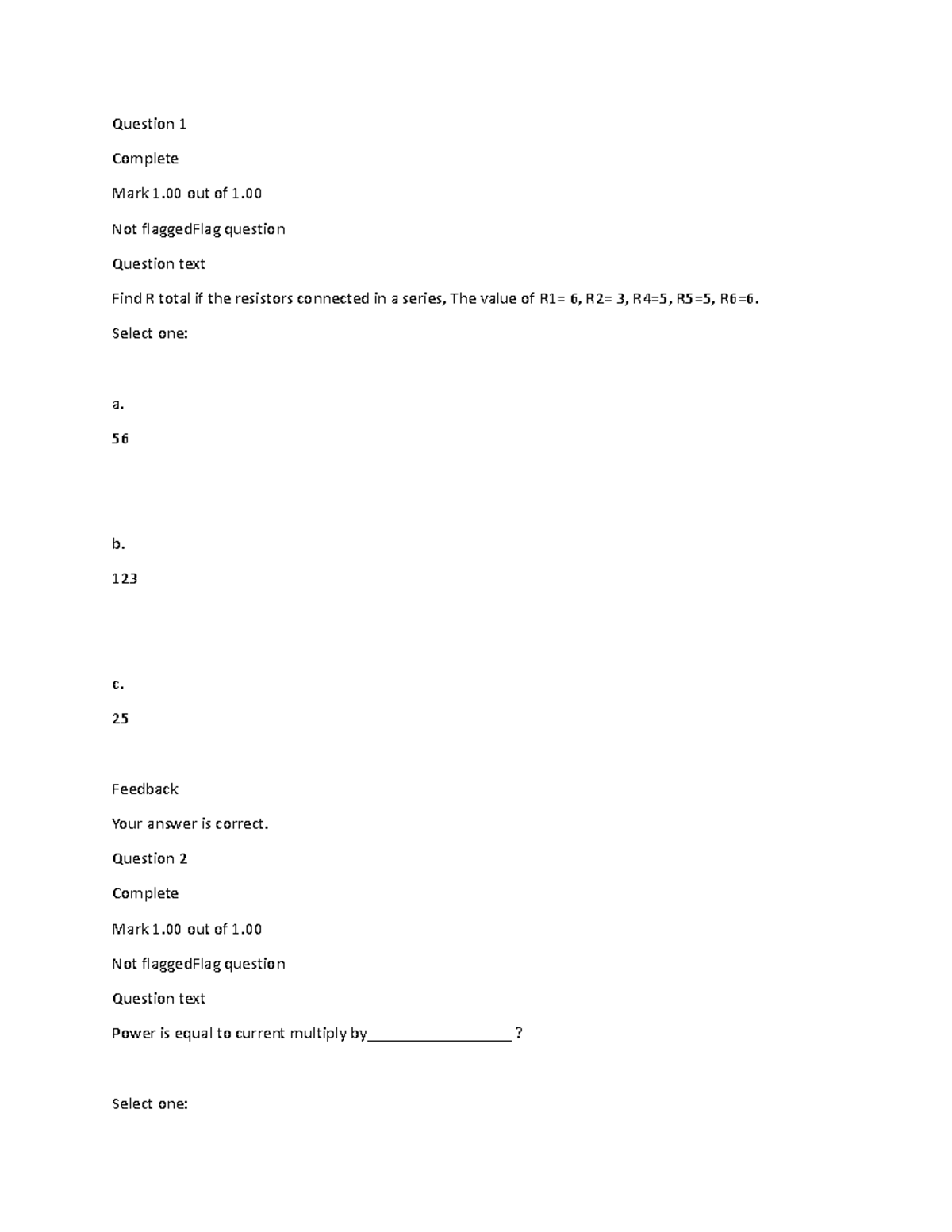 calculus based physics 2 midterm exam - Question 1 Complete Mark 1 out ...