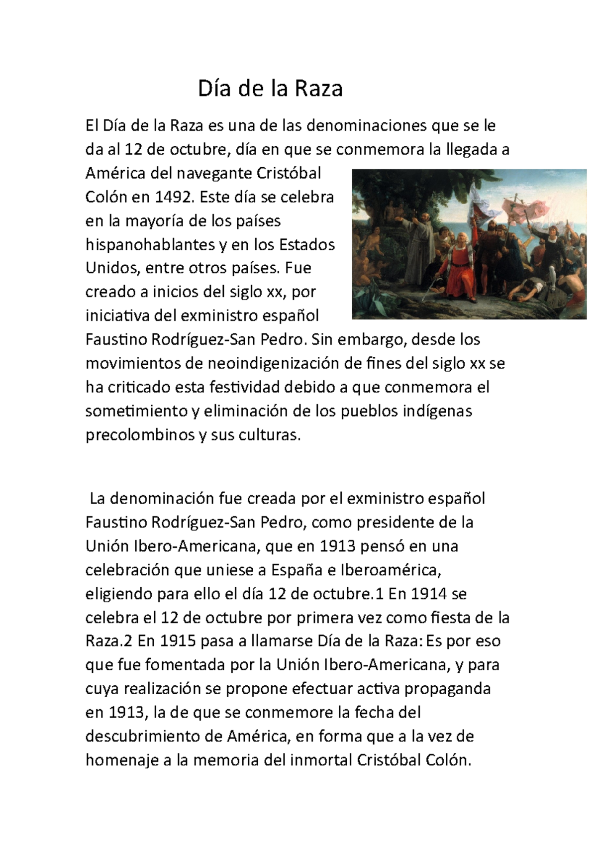 Día de la Raza - asdas - Día de la Raza El Día de la Raza es una de las denominaciones que se le ...