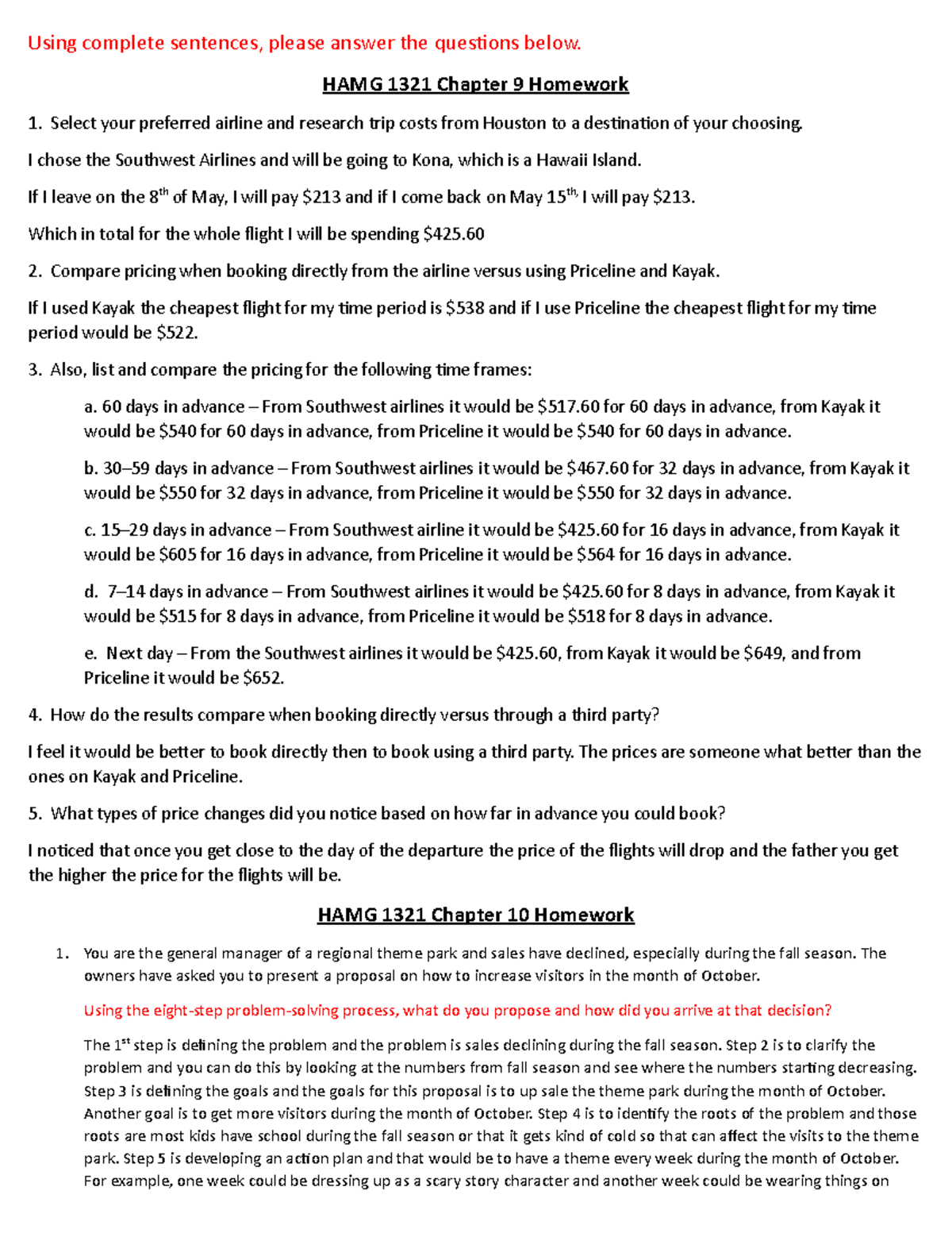 Ch 9-10 HW - Homework questions - Using complete sentences, please ...