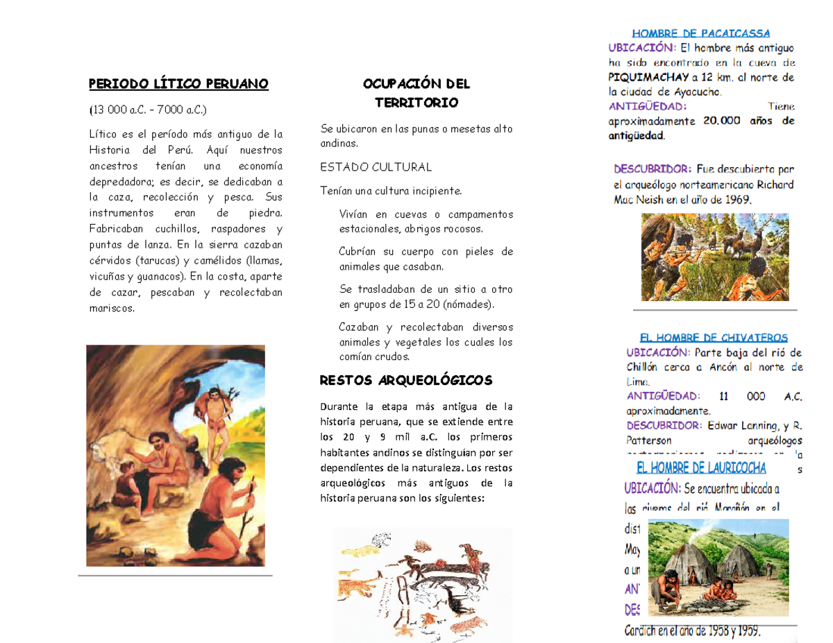 Periodo Lítico Peruano - PERIODO LÍTICO PERUANO (13 000 a. – 7000 a ...