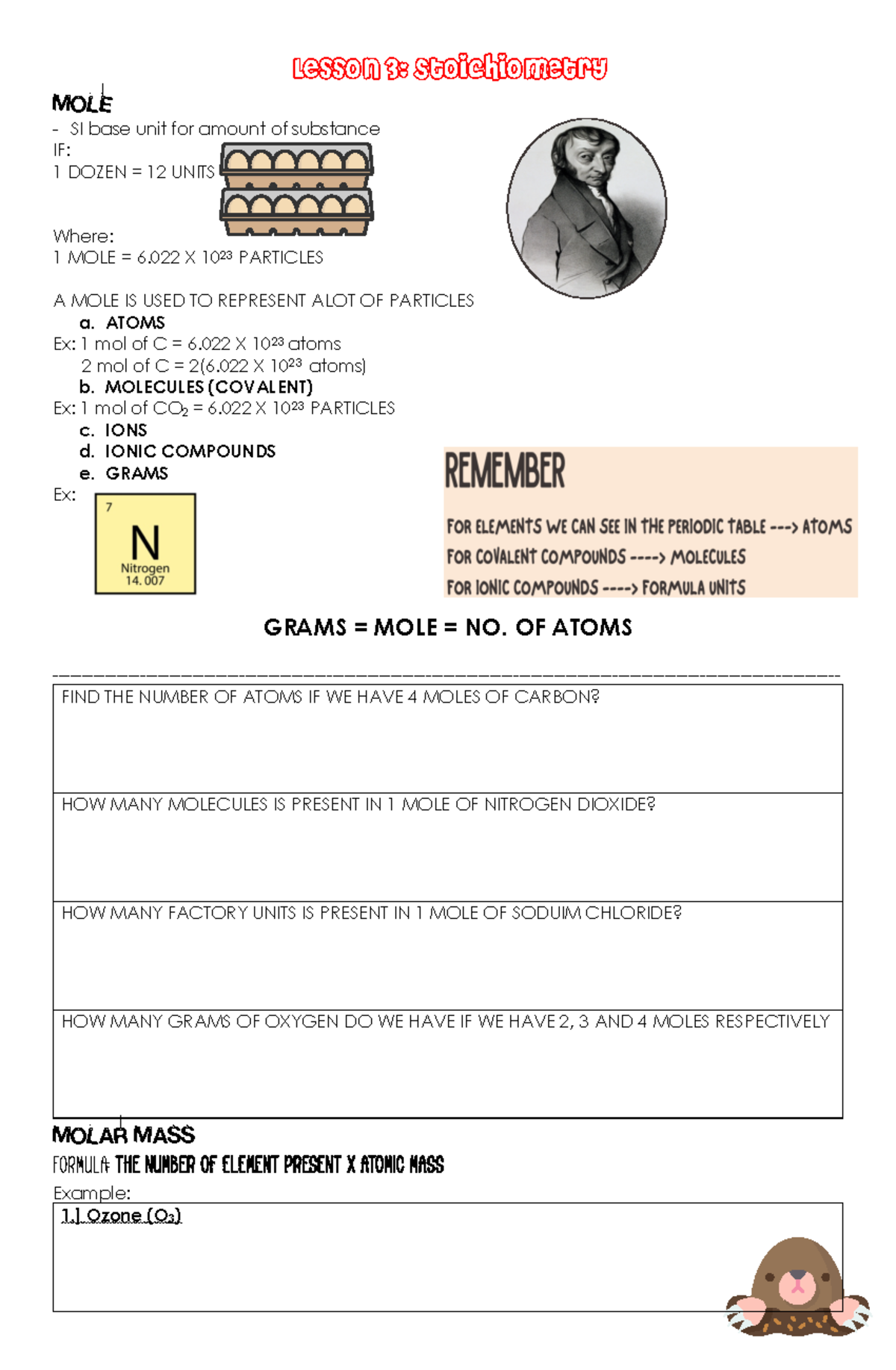 Stoichiometry - SI base unit for amount of substance - Lesson 3 ...