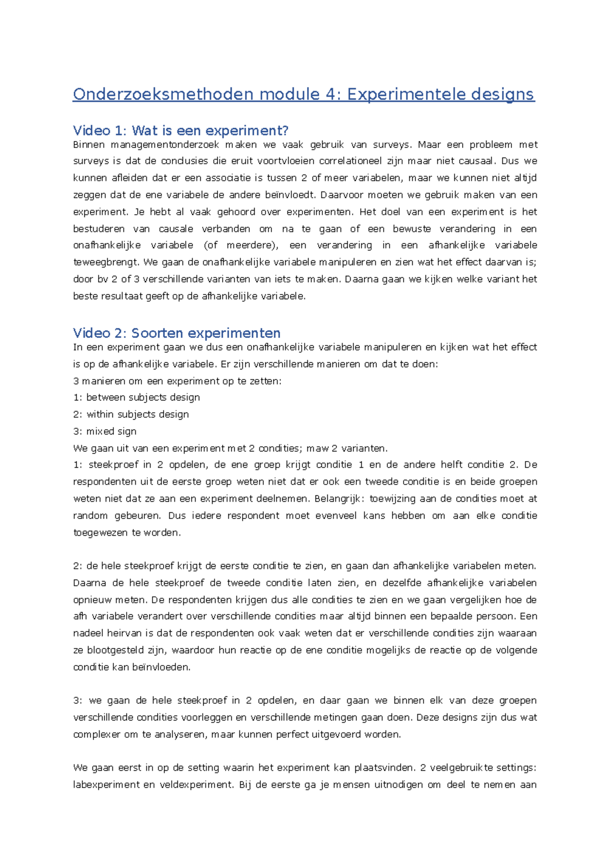 Onderzoeksmethoden module 4 KUL - Onderzoeksmethoden module 4 ...