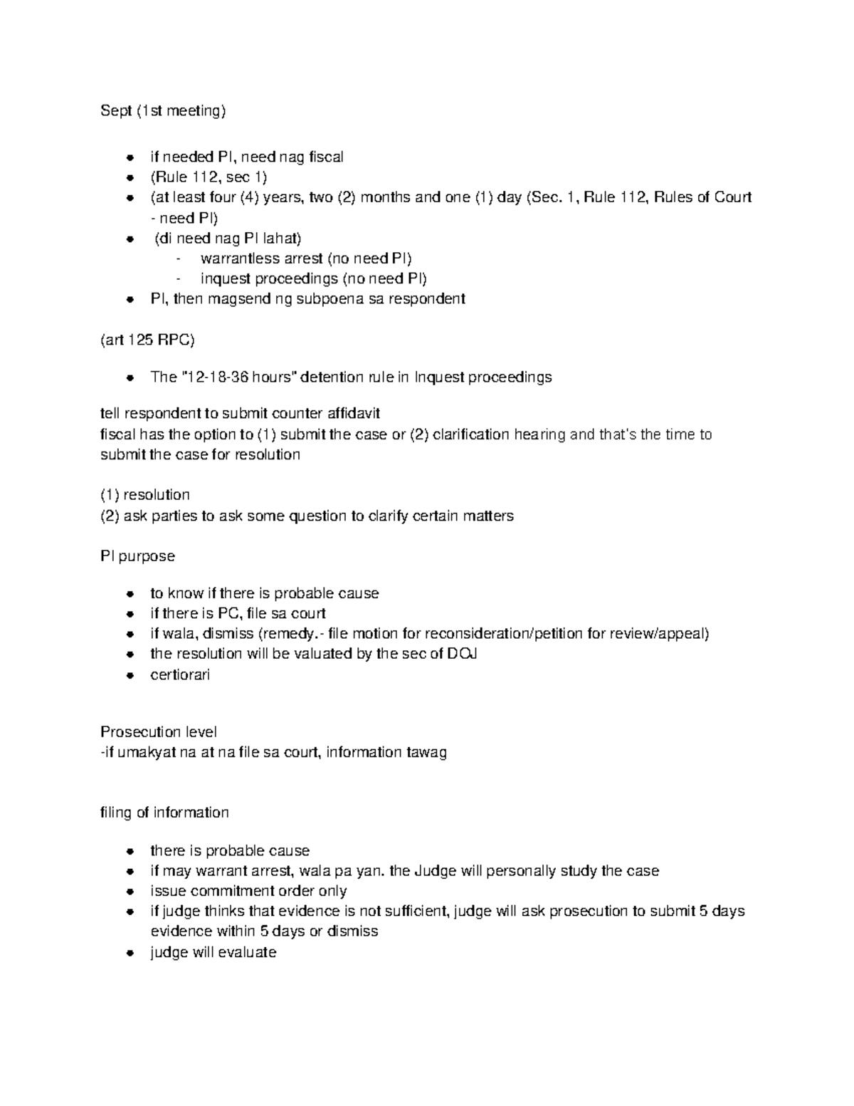 Crim Pro Personal Notes - Judge Garcia - BS Legal Management - Studocu