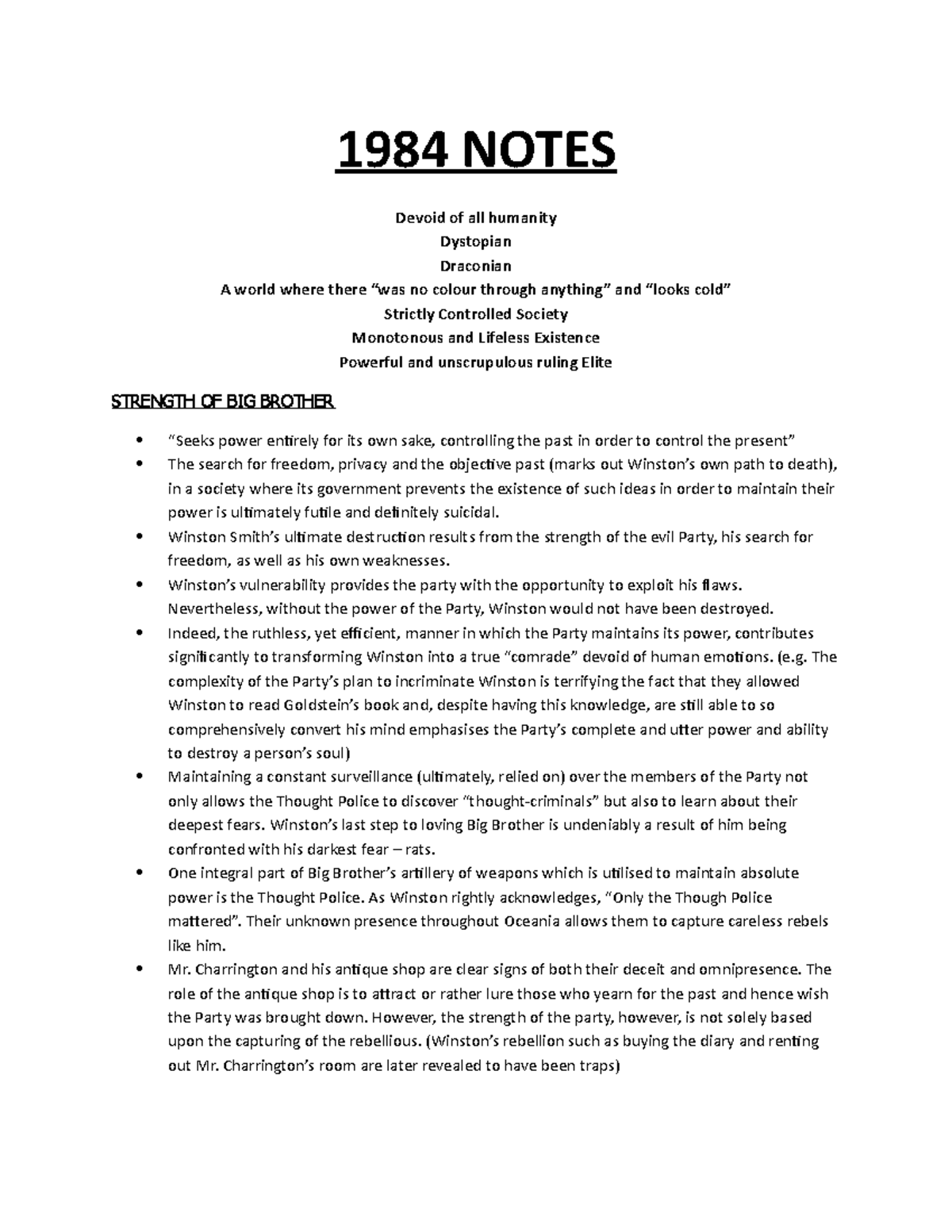 67911984 Notes - 1984 - 1984 NOTES Devoid of all humanity Dystopian ...