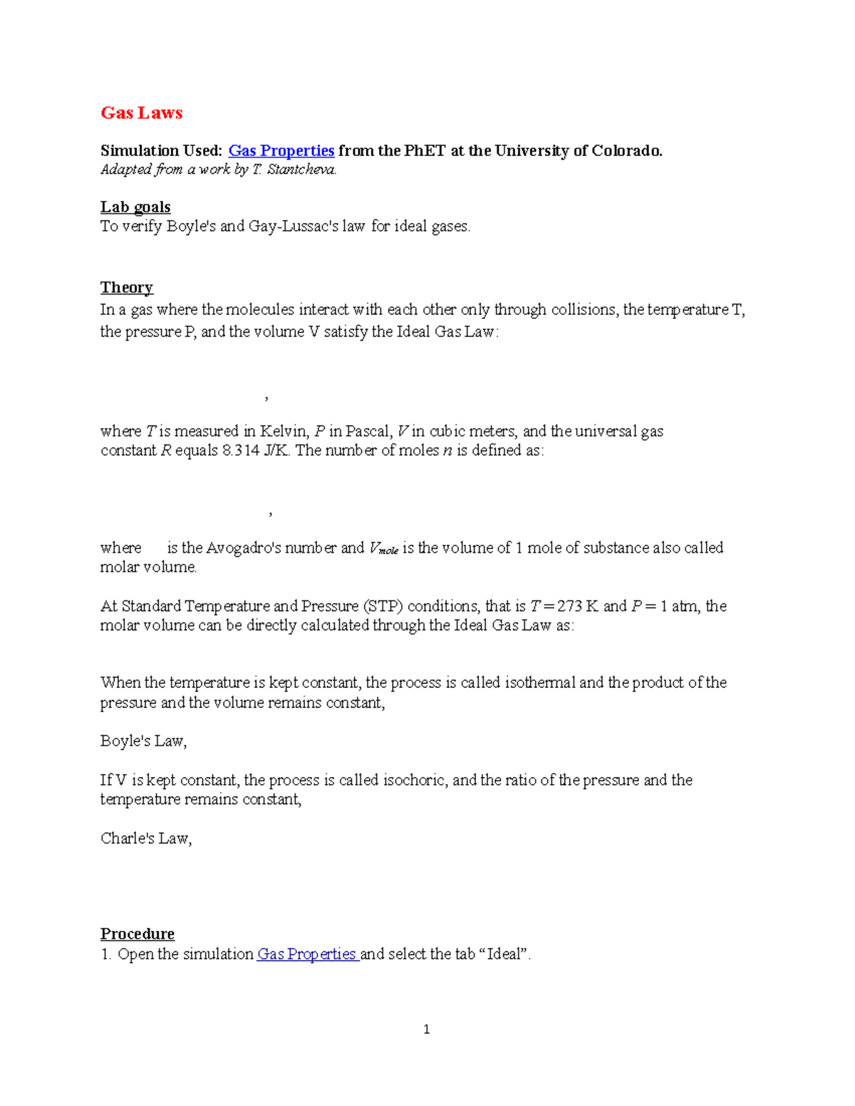 Gas Laws Online-1 solved Bann1 - Gas Laws Simulation Used: Gas ...