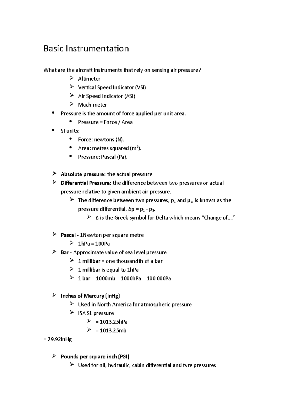Basic Instrumentation - Basic Instrumentation What are the aircraft ...