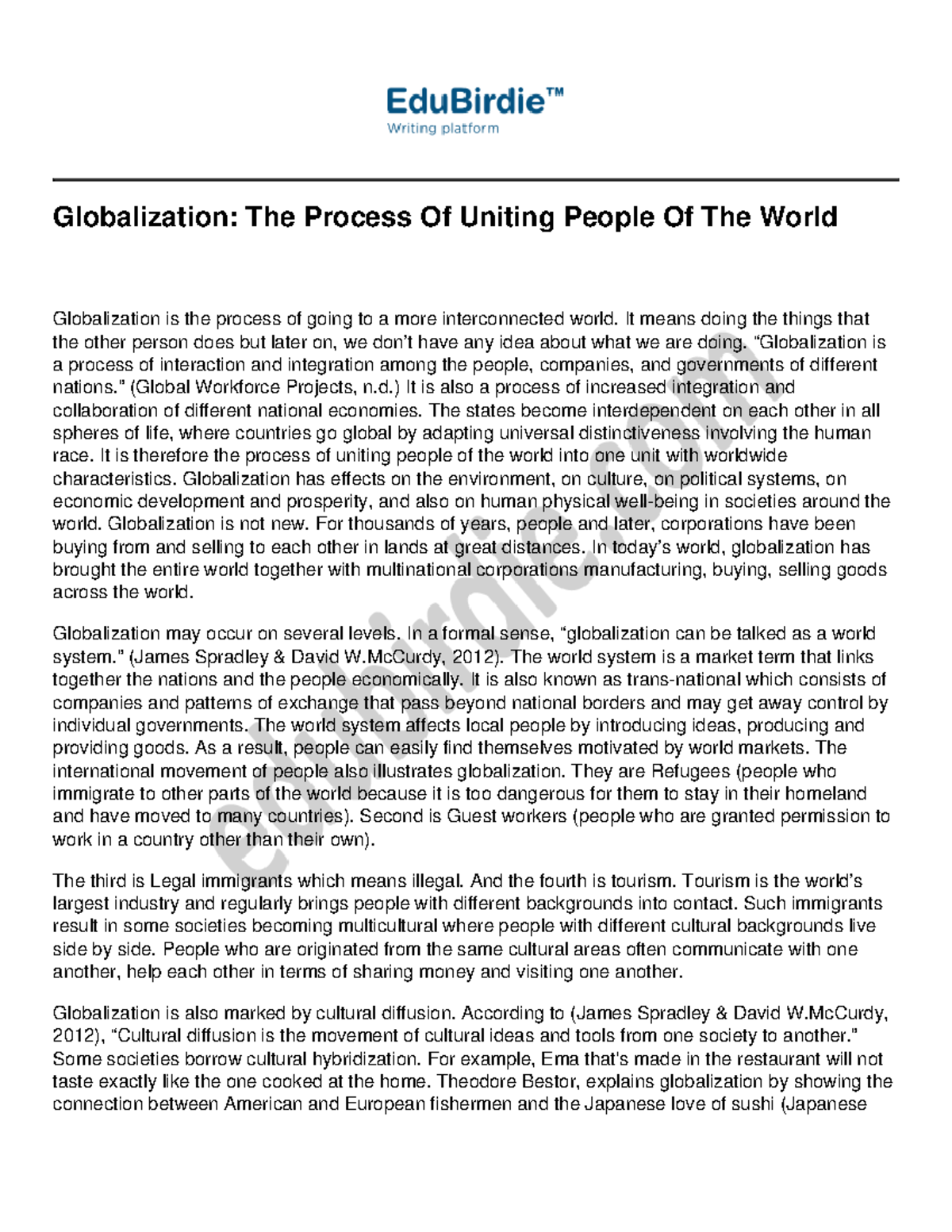 Globalization The Process Of Uniting People Of The World ...