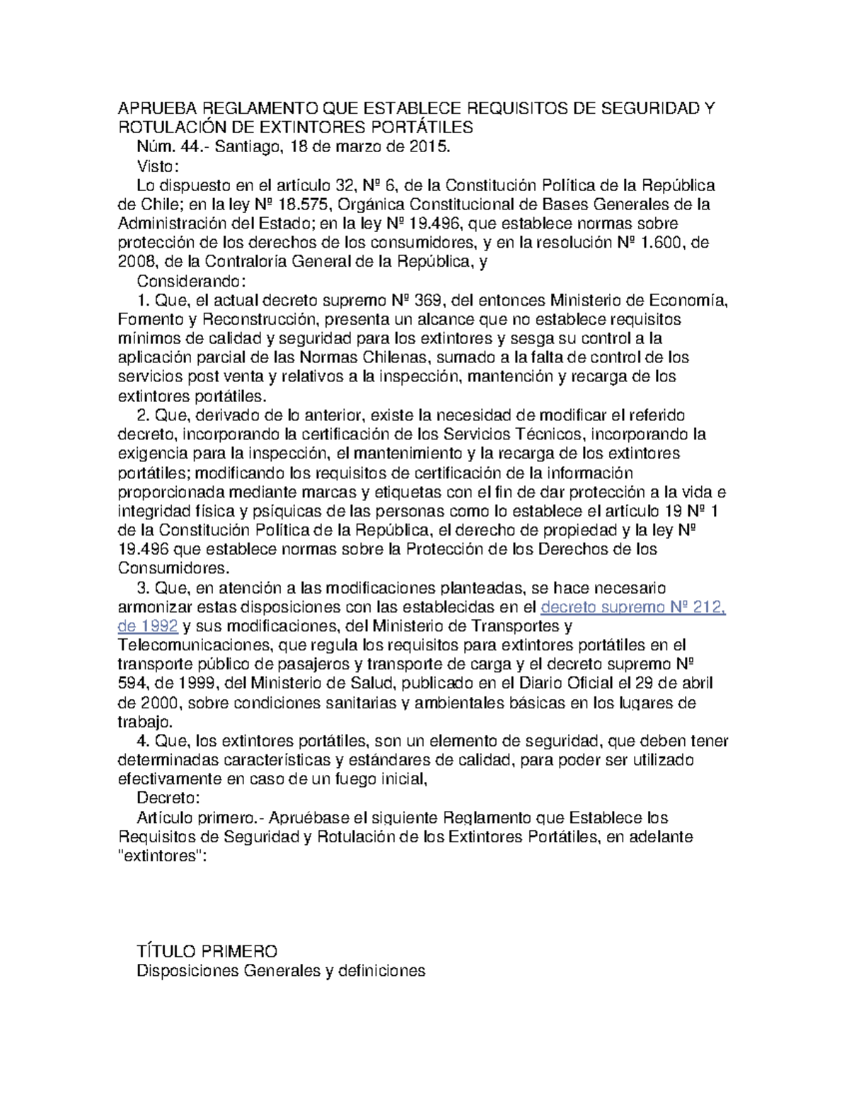 DS44 - DS 44 - APRUEBA REGLAMENTO QUE ESTABLECE REQUISITOS DE SEGURIDAD ...