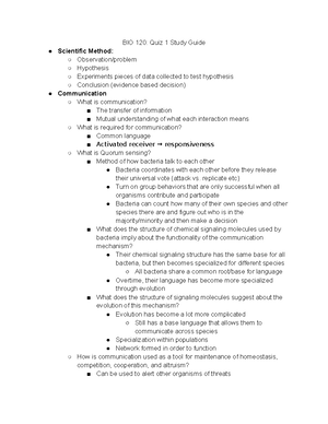 BIO 120 Final Exam Study Guide - BIO 120: Final Exam Study Guide ...