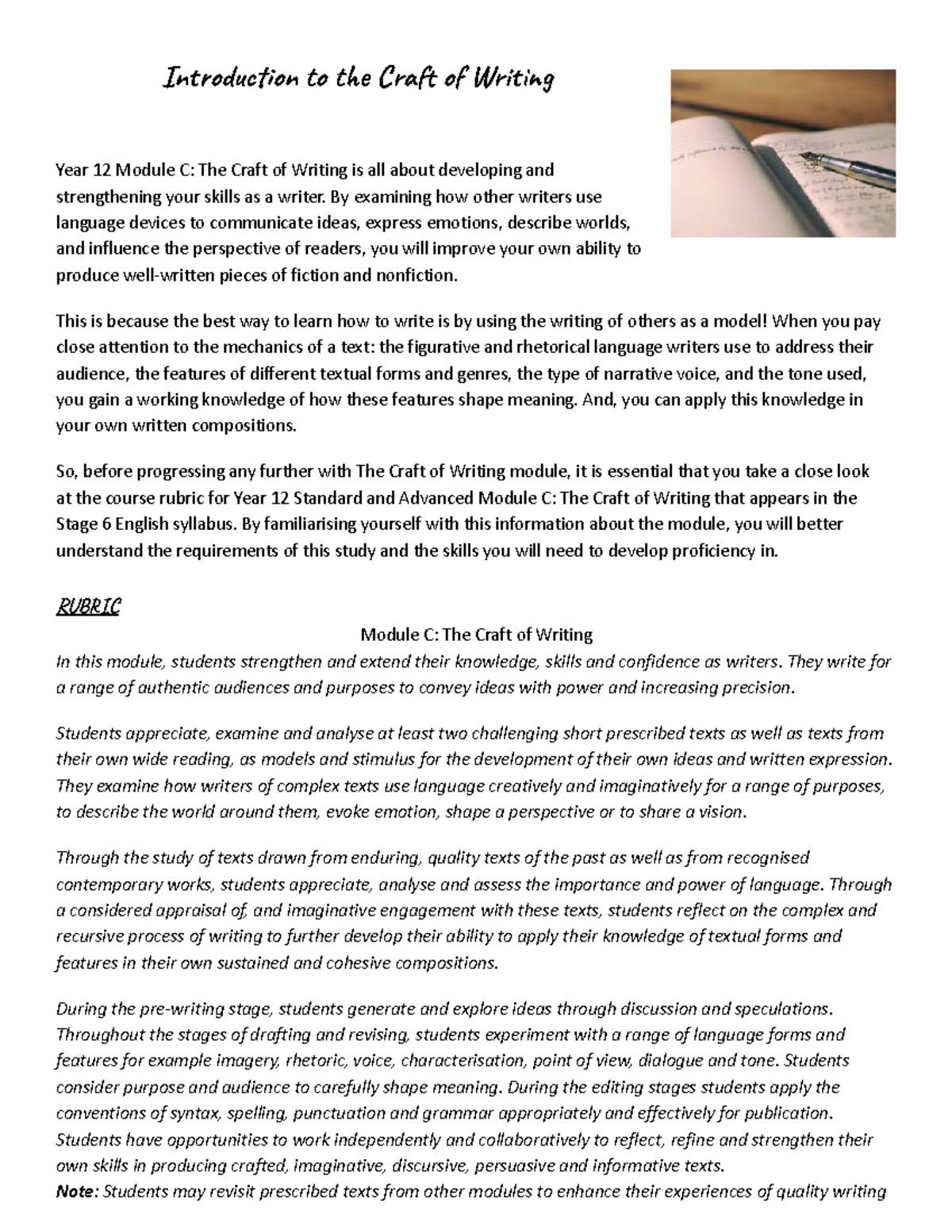 1. Introduction to the Craft of Writing - Inodon to te Cra of Wrig Year ...