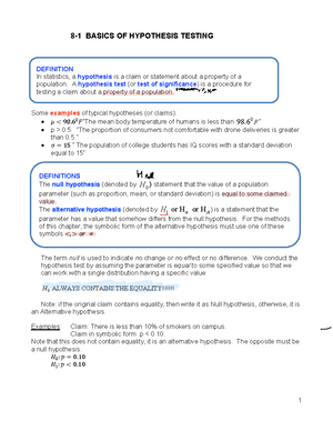M110+ch9+HT - Basic principles of hypothesis testing - Section 9 Basic ...