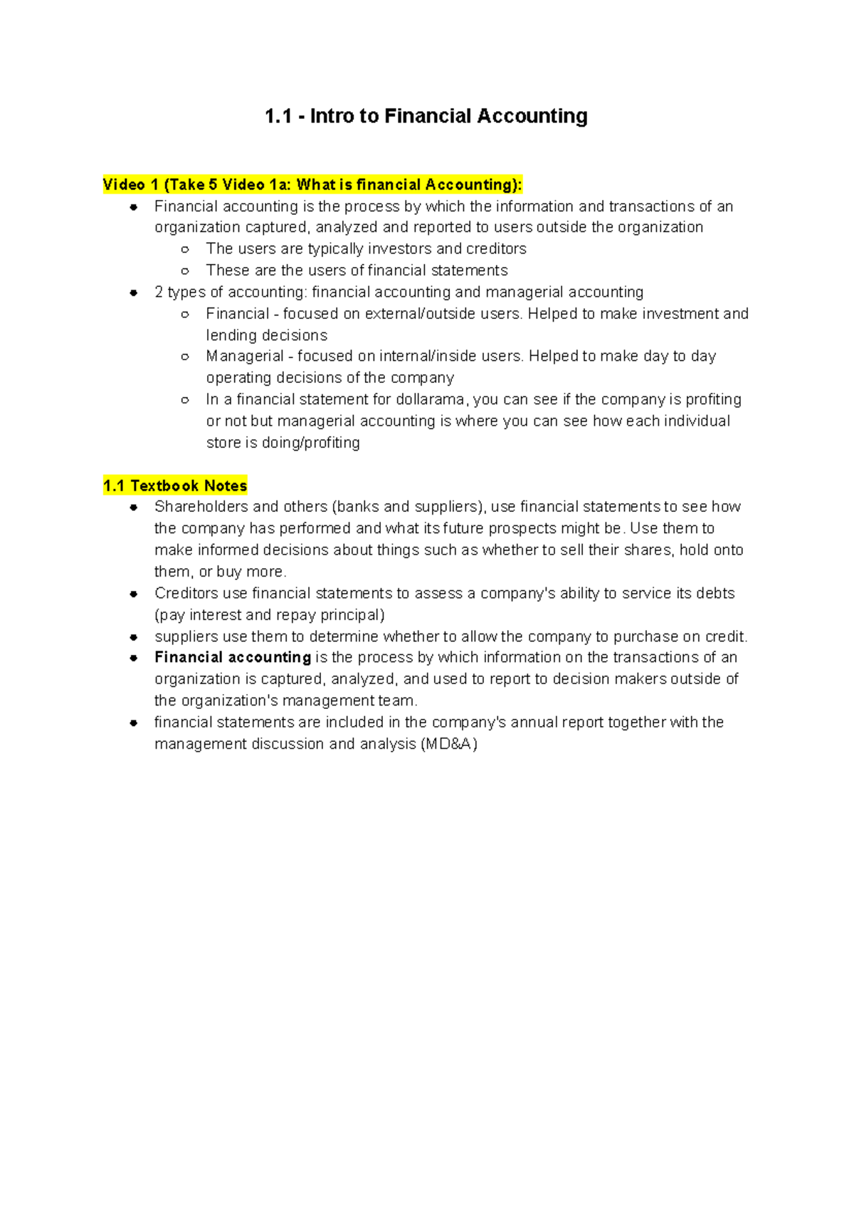 1.1 - Intro to Financial Accounting - 1 - Intro to Financial Accounting ...