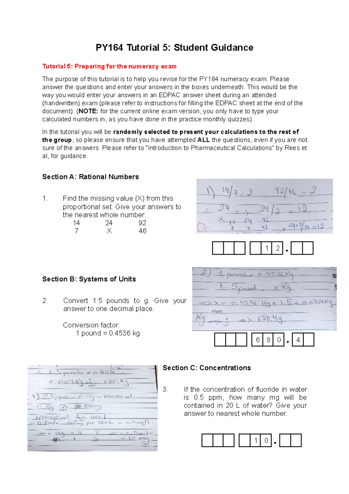 Tutorial 5 - Student Guidance notes - PY164 Tutorial 5: Student ...