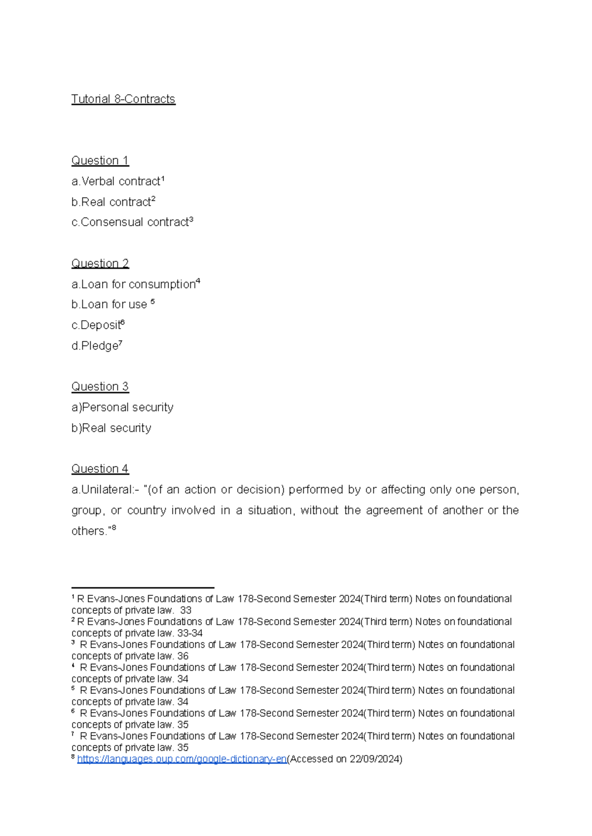 Tutorial 8 FOL - Tutorial 8-Contracts Question 1 a contract 1 b contract 2 c contract 3 Question ...