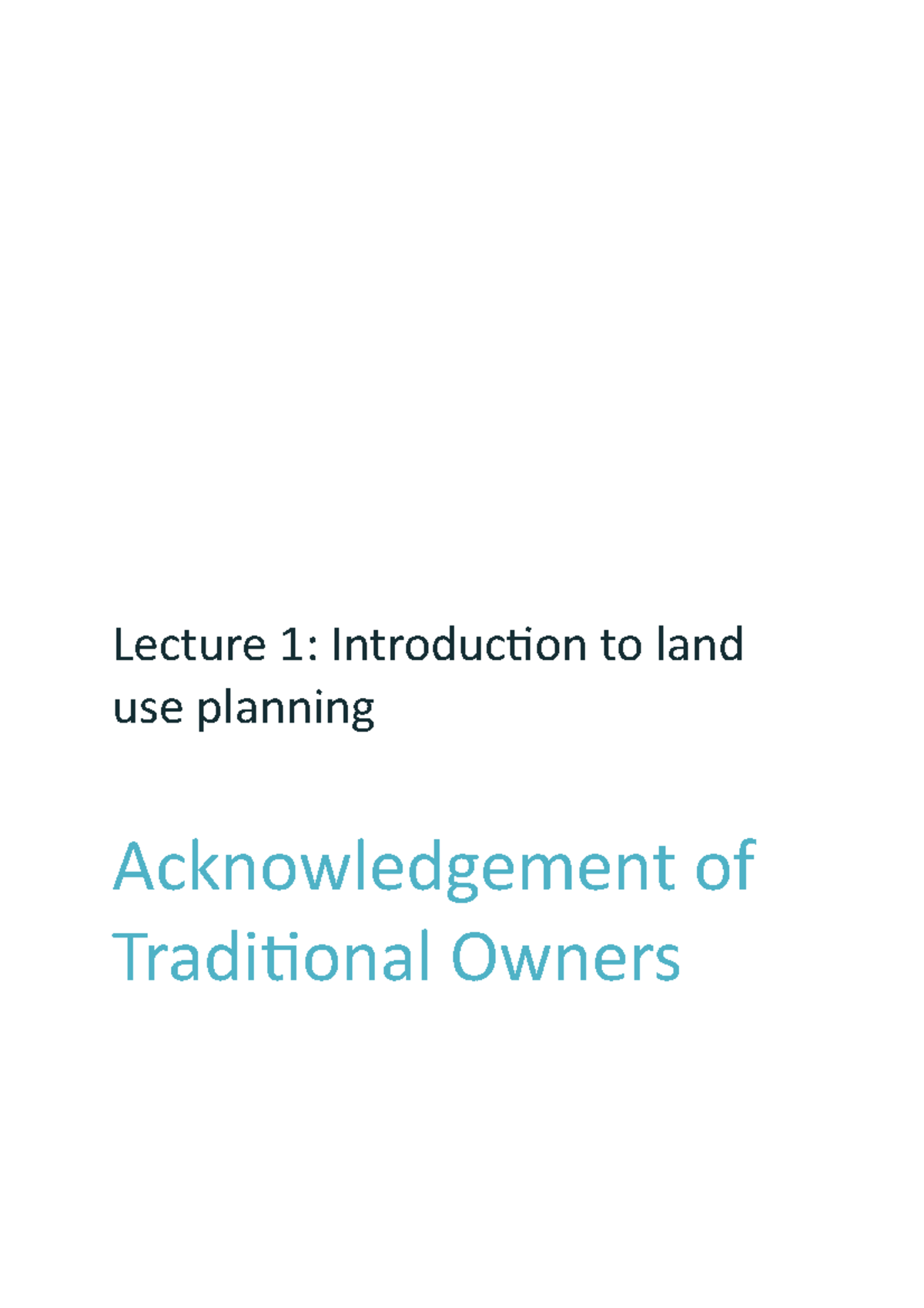 Lecture 1 - UXB Land Use Planning Lecture 1: Introduction to land use ...