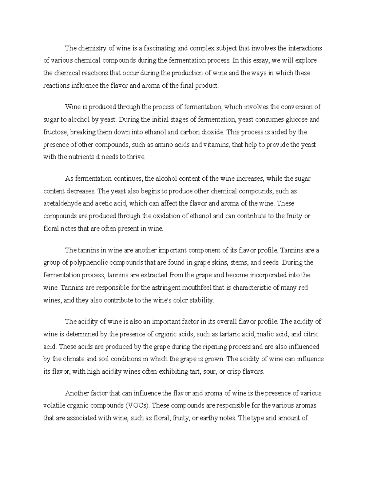 The chemistry of wine - Essay - The chemistry of wine is a fascinating ...