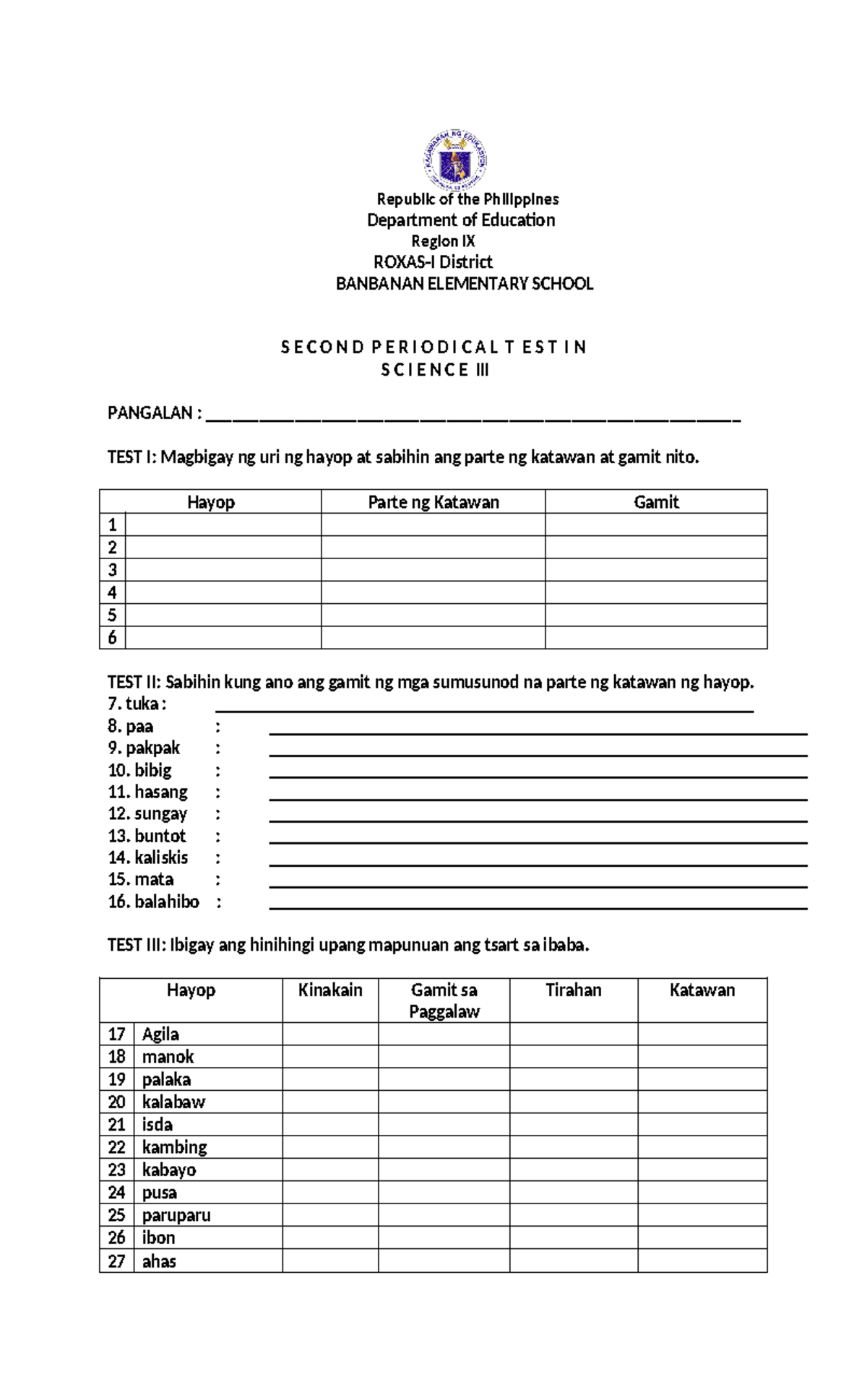 PT Science 3 Q2 - pratice materials - Republic of the Philippines ...