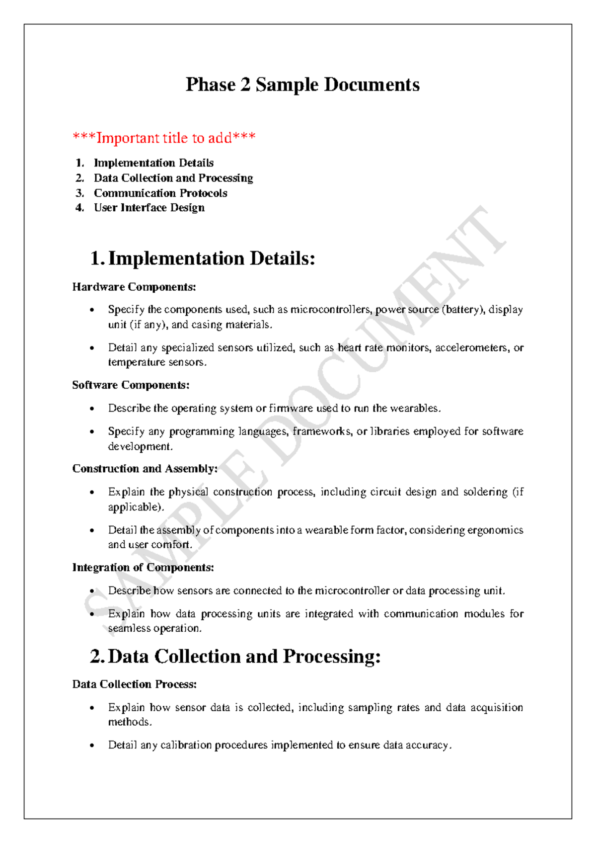 Phase 2 Sample Documents -IOT - Phase 2 Sample Documents Important title to add 1 ...