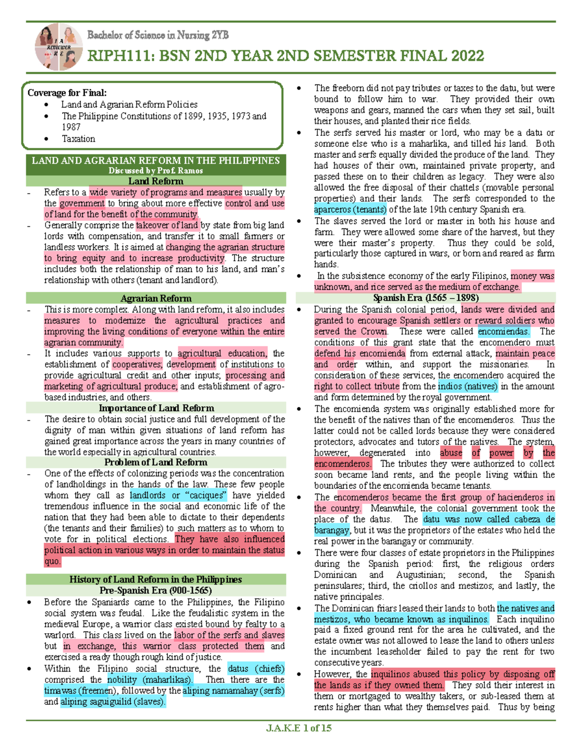 RIPH 111 Final - Bachelor of Science in Nursing 2YB RIPH111: BSN 2ND YEAR 2ND SEMESTER FINAL ...